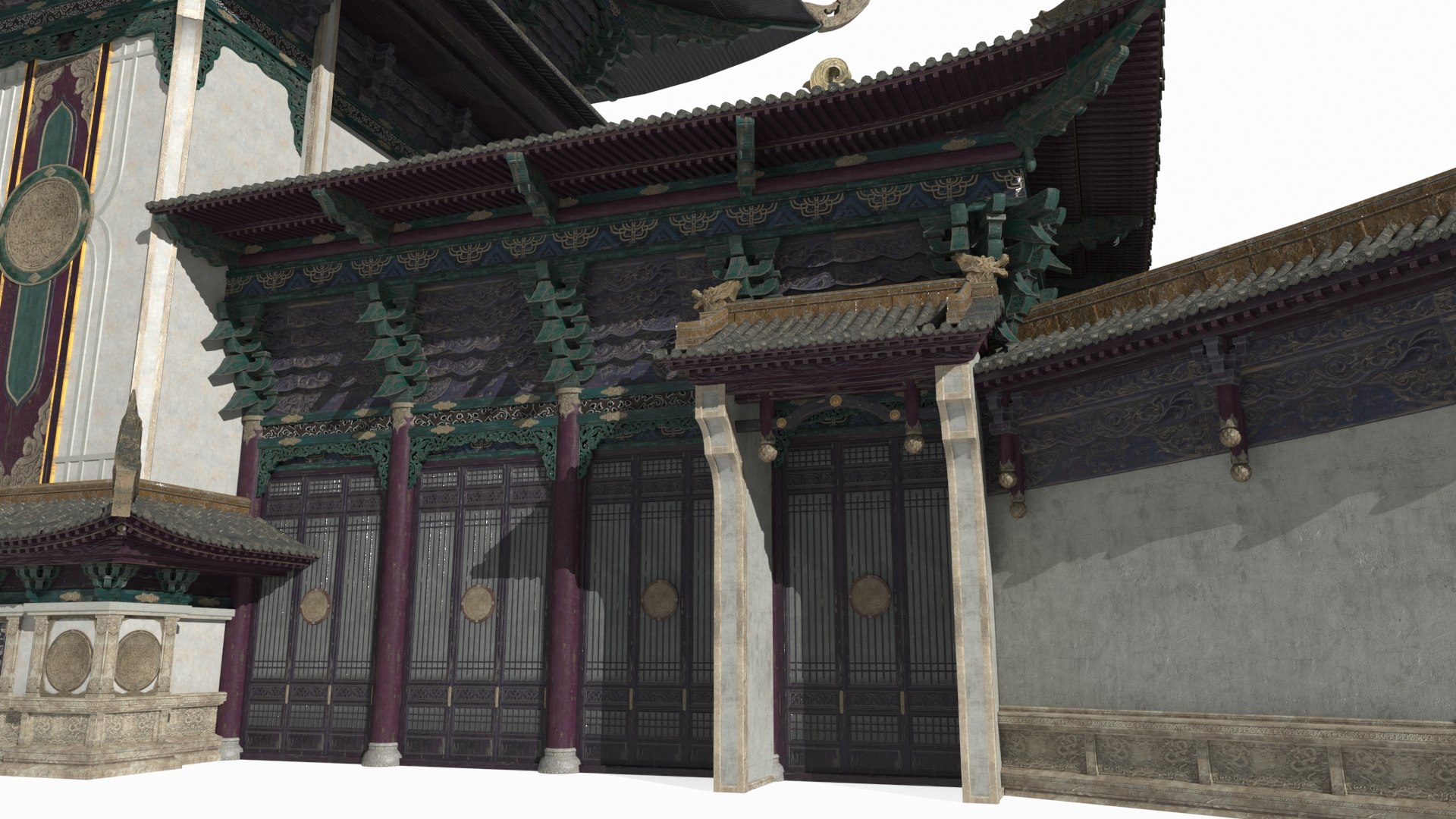 Ancient Asian Architecture Imperial Palace And Heavenly Gate Model ...