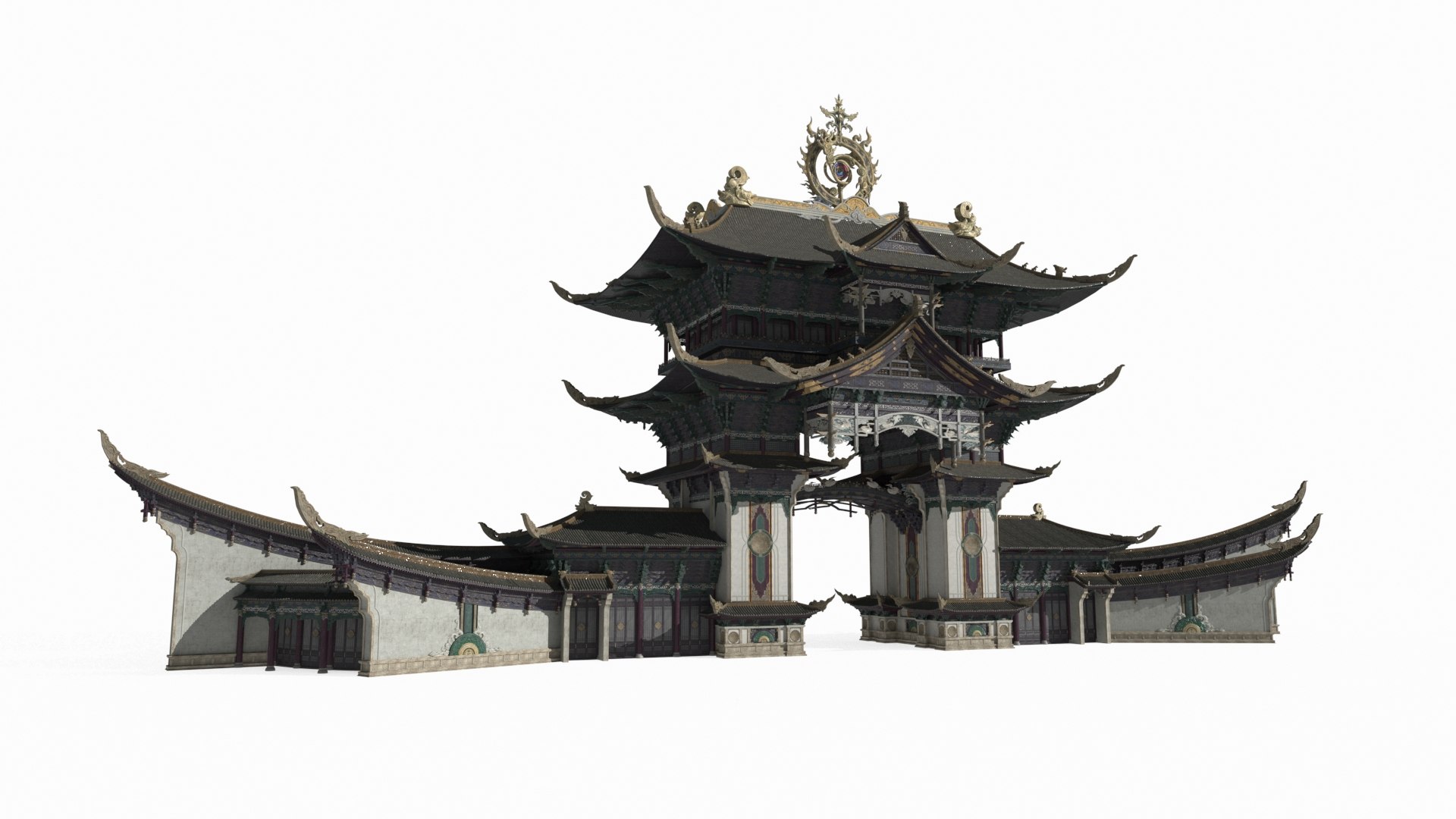 Ancient Asian Architecture Imperial Palace And Heavenly Gate Model ...