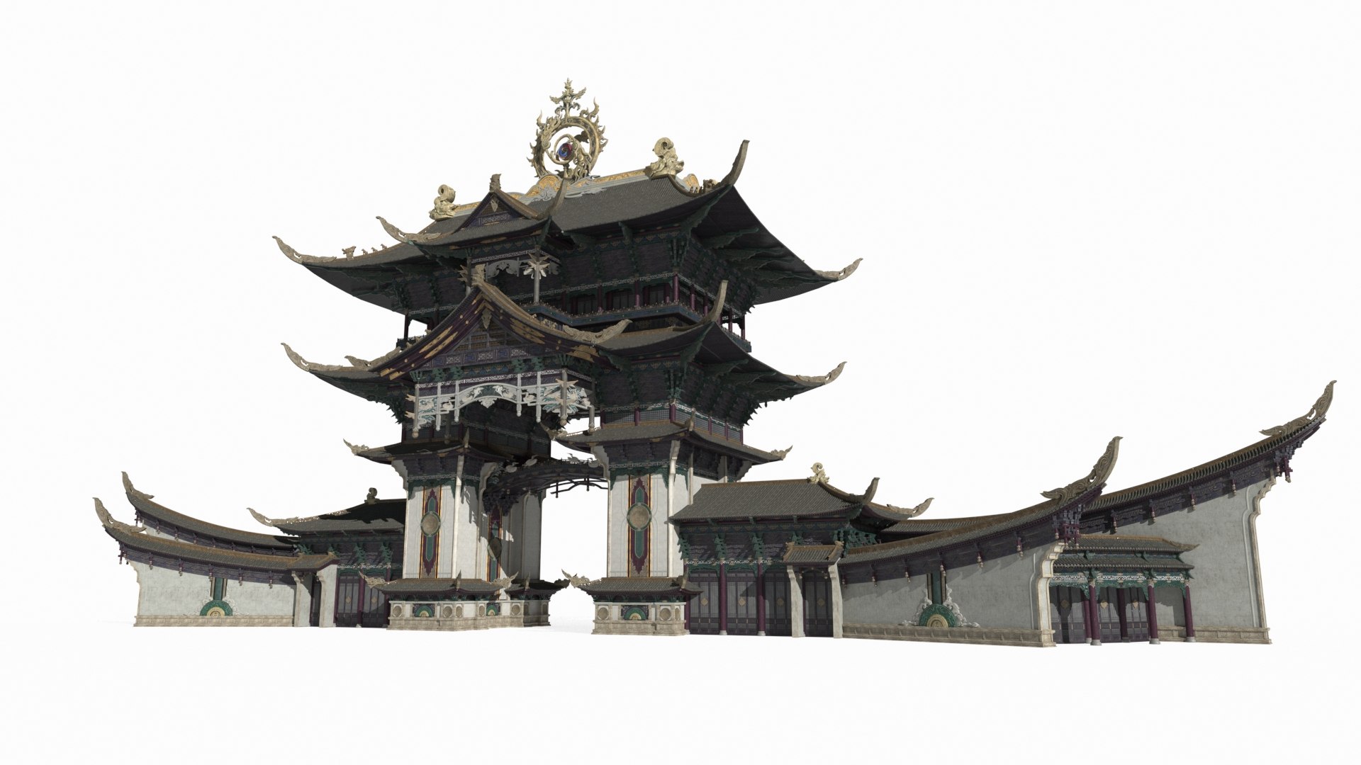 Ancient Asian Architecture Imperial Palace And Heavenly Gate Model ...