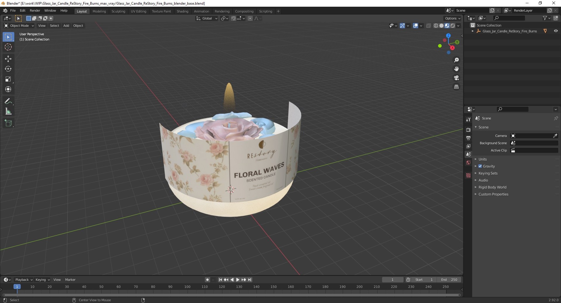 3D Glass Jar Candle ReStory Fire Burns Model - TurboSquid 2222844