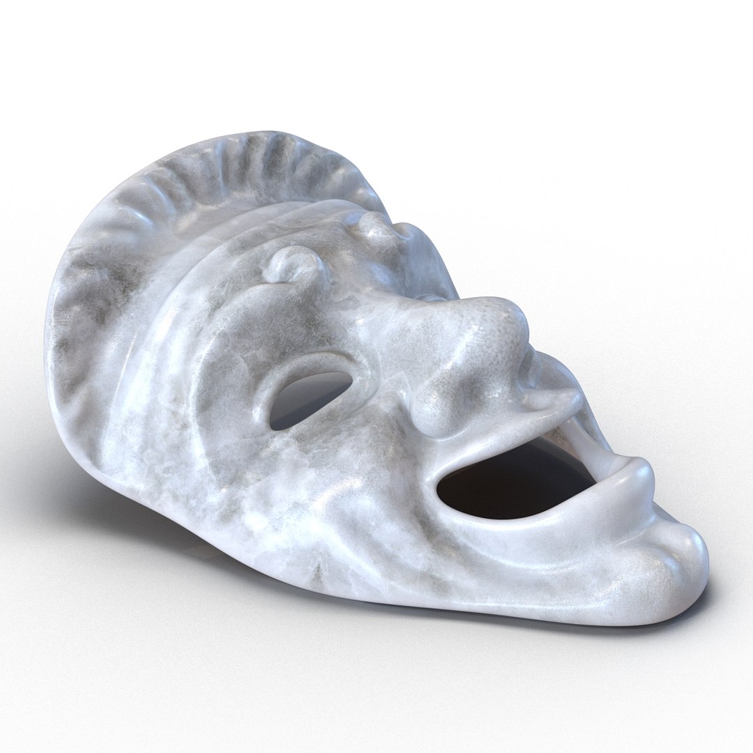 Theatre Comedy Mask White Marble 3d Model