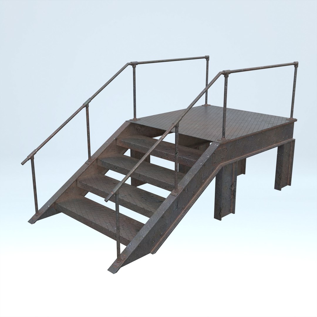 3D Old Metal Stairs - TurboSquid 2426226