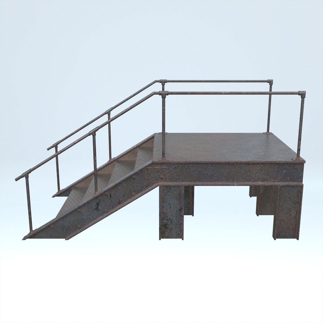 3D Old Metal Stairs - TurboSquid 2426226
