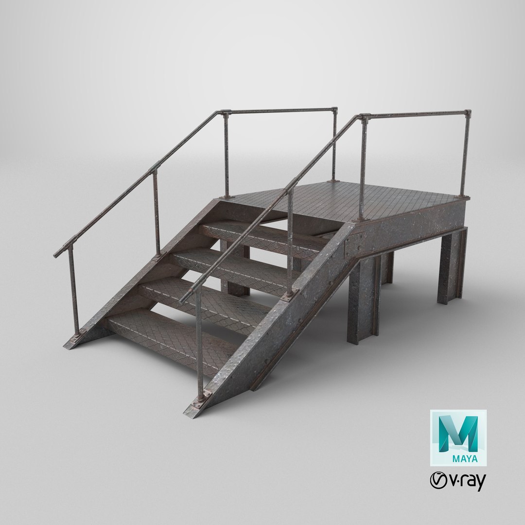 3D Old Metal Stairs - TurboSquid 2426226
