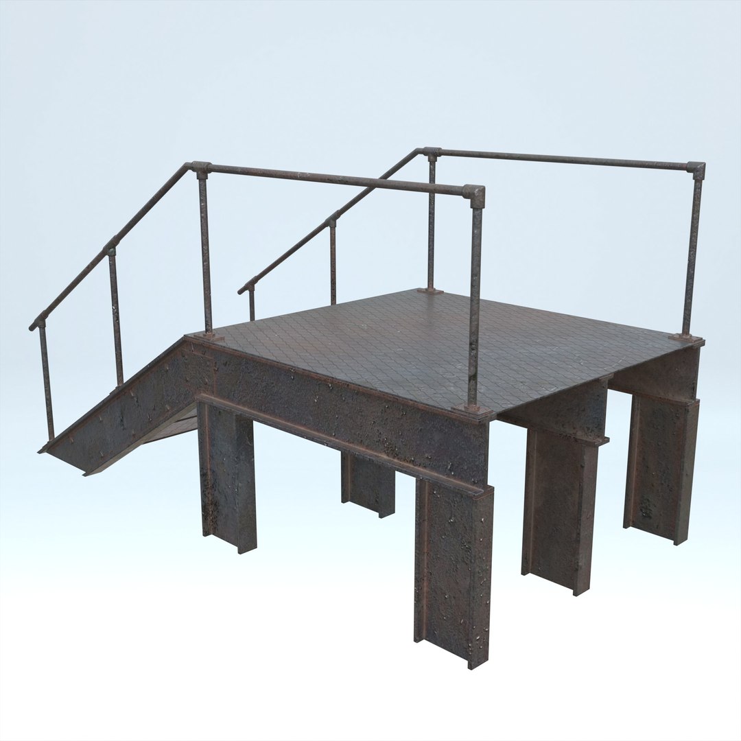 3D Old Metal Stairs - TurboSquid 2426226