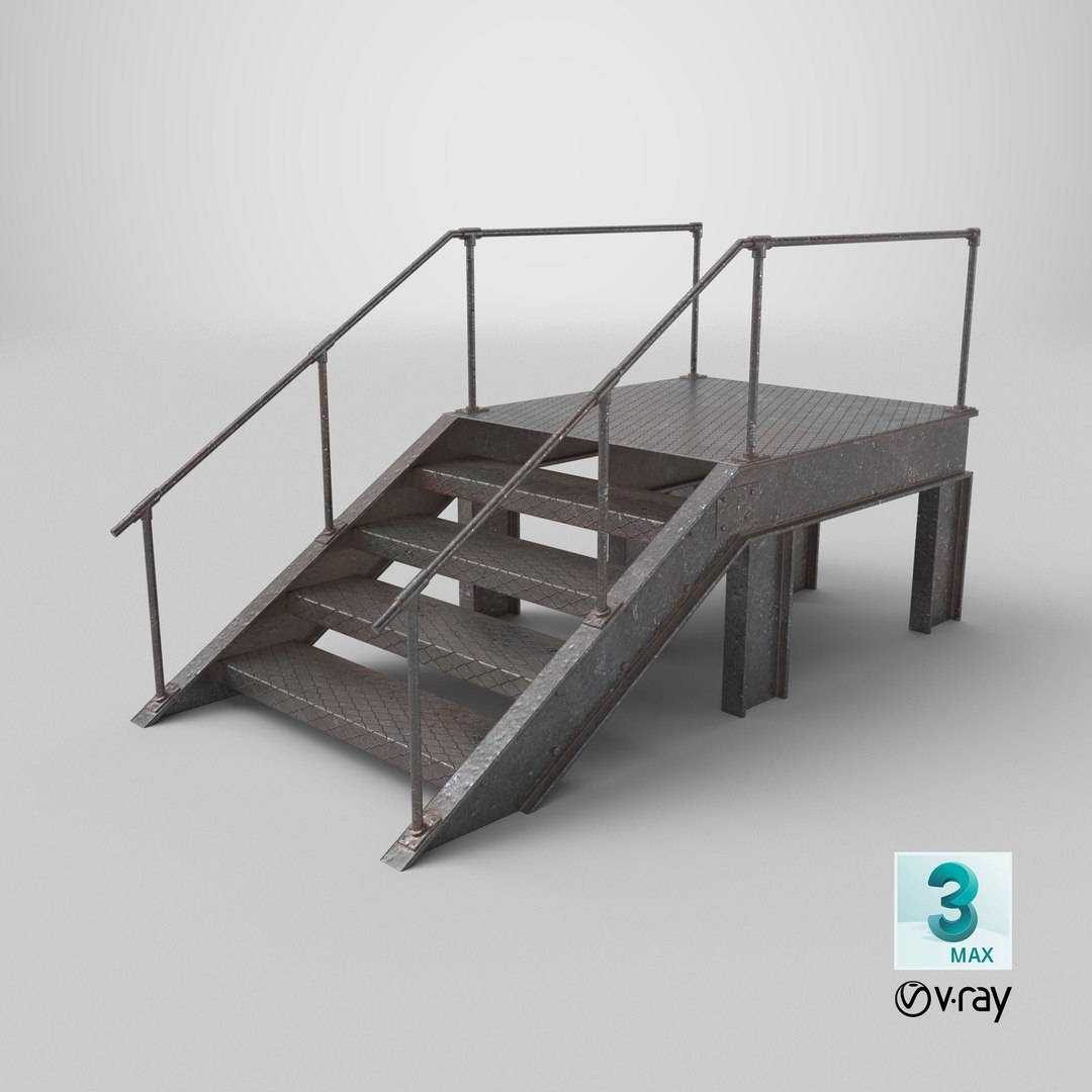 3D Old Metal Stairs - TurboSquid 2426226