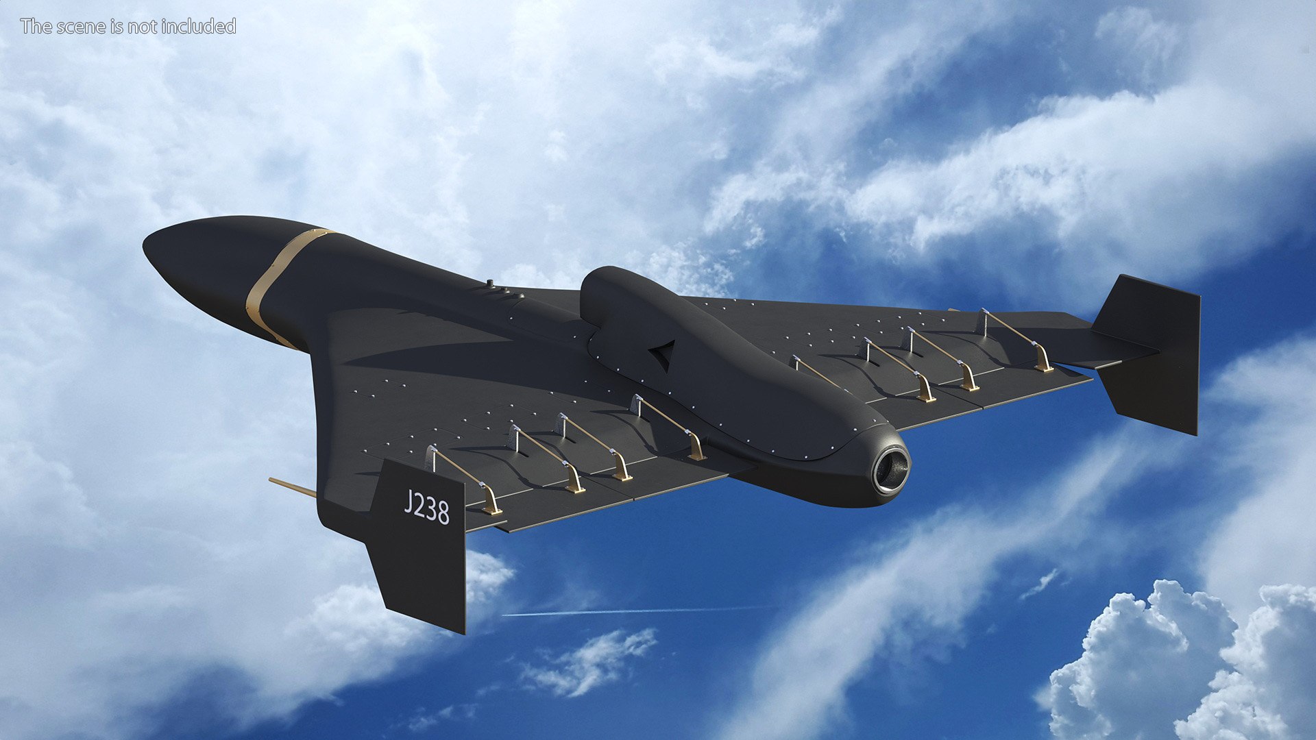 3D Model Shahed 238 Kamikaze Drone Black Rigged - TurboSquid 2234556