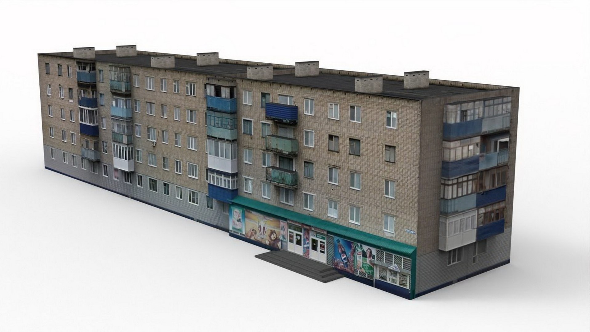3D Five-storey Residential Building Model - TurboSquid 1729152