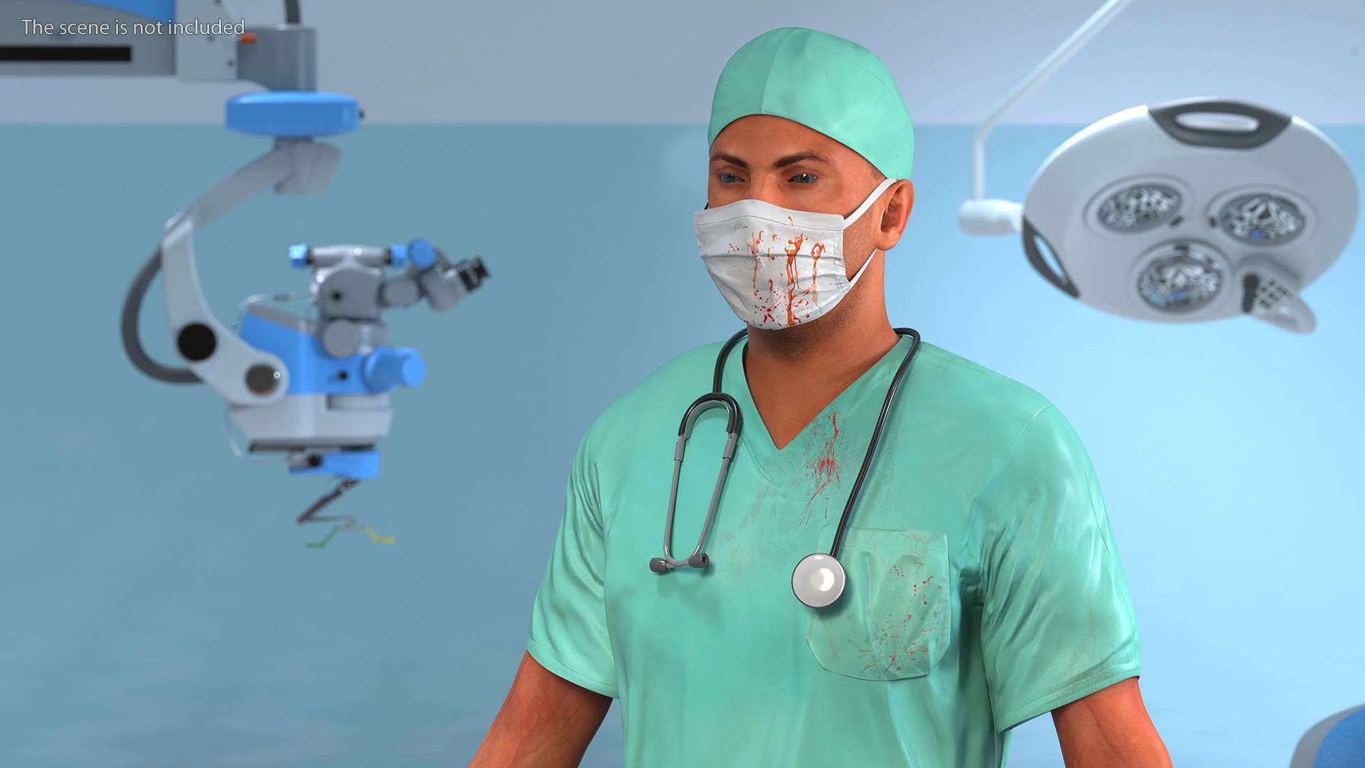 3D Male Surgeon Doctor wearing Mask Stained Blood - TurboSquid 2141548