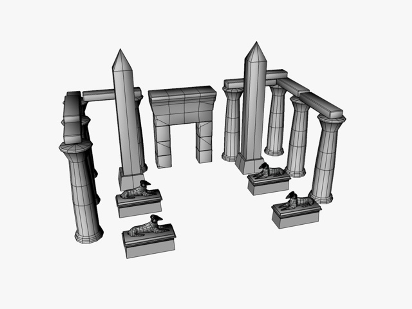 Egyptian Temple Elements 3d 3ds