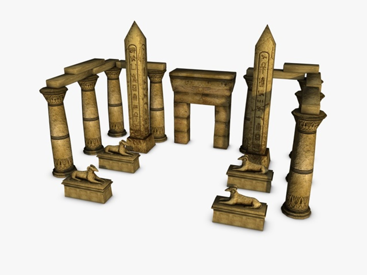 Egyptian Temple Elements 3d 3ds