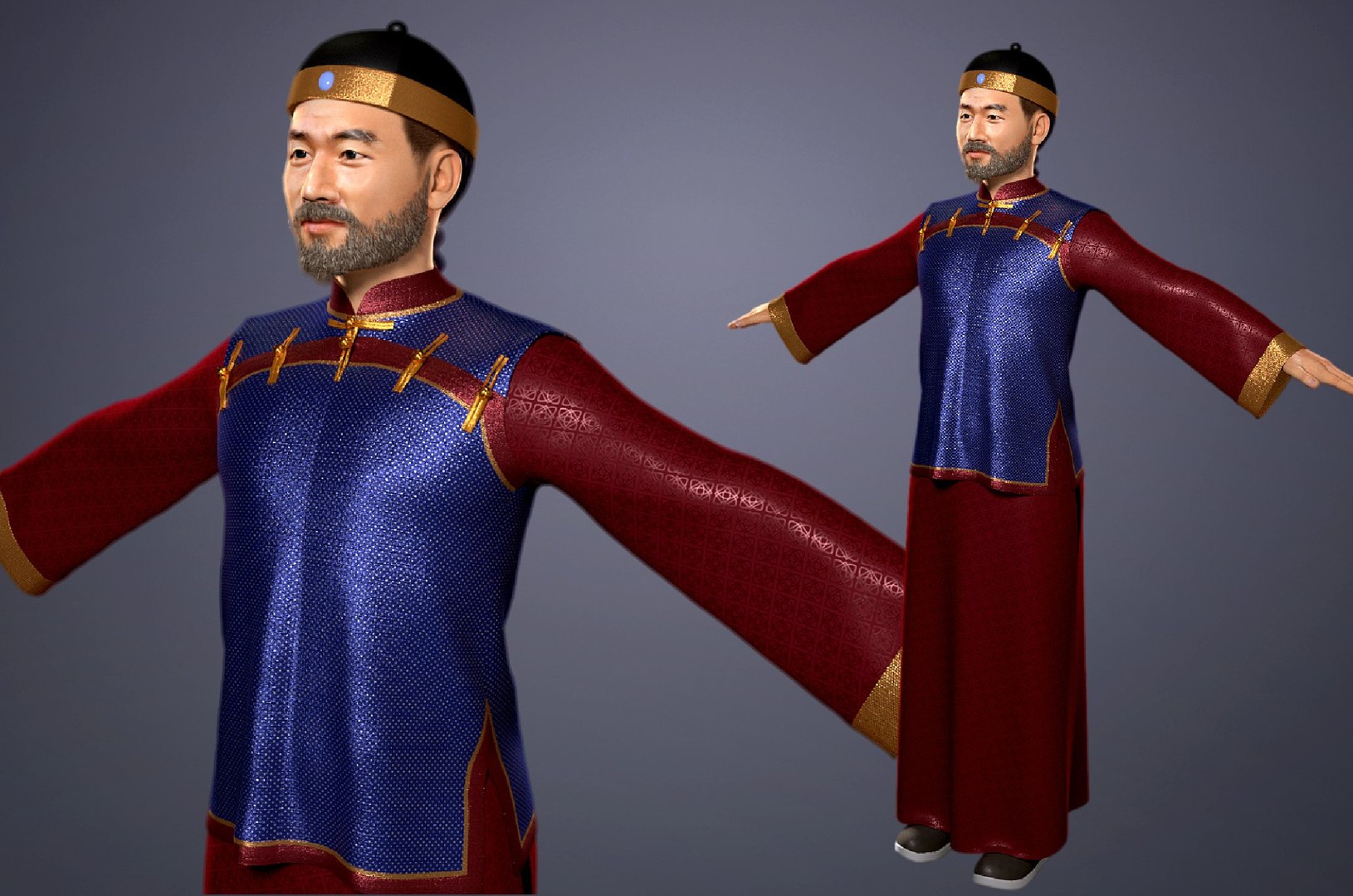 3D Model Chinese Ancient Qing Dynasty Shopkeeper - TurboSquid 2203093