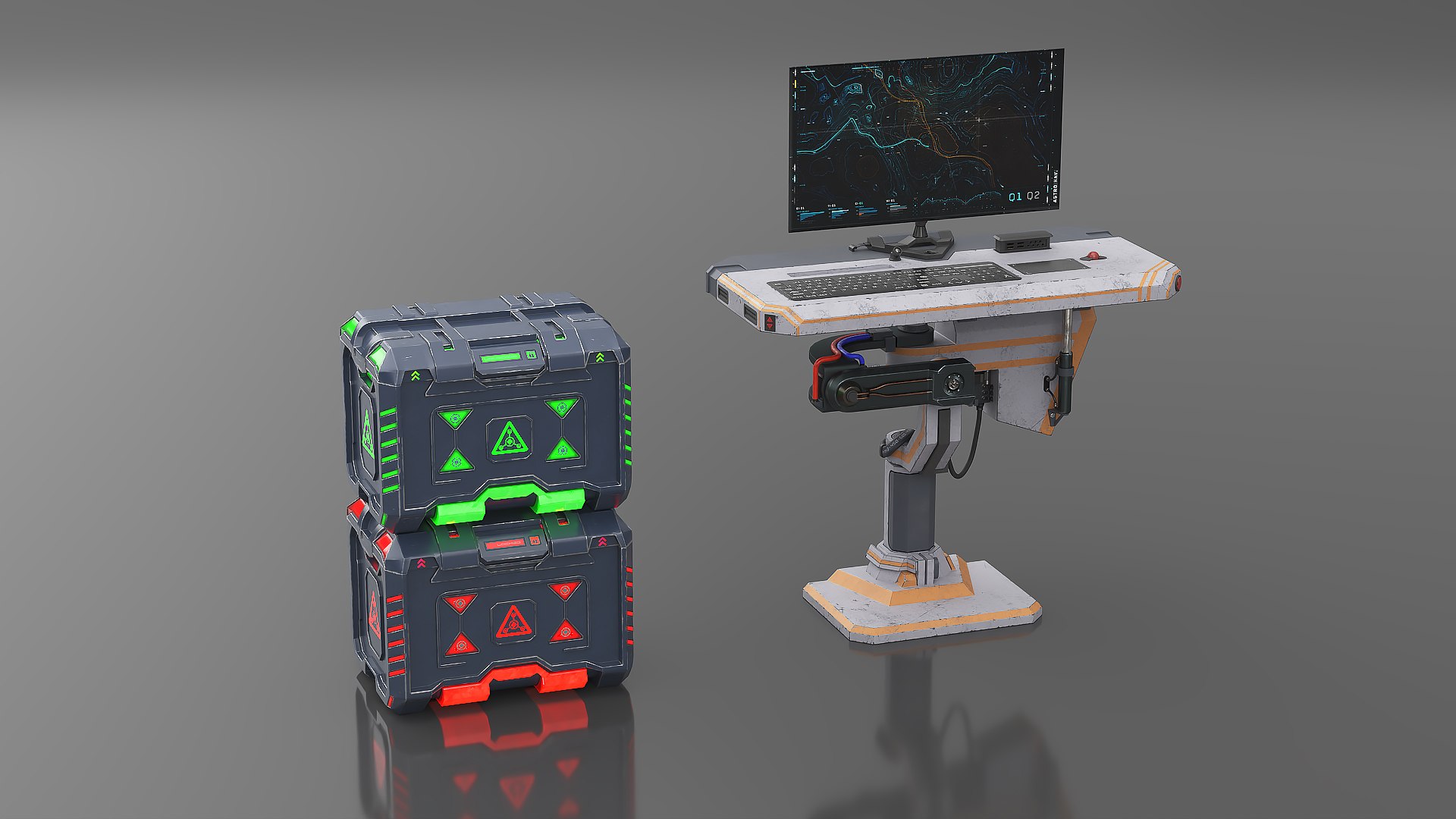 Sci-Fi Command Console And Futuristic Containers 3D Model - TurboSquid ...