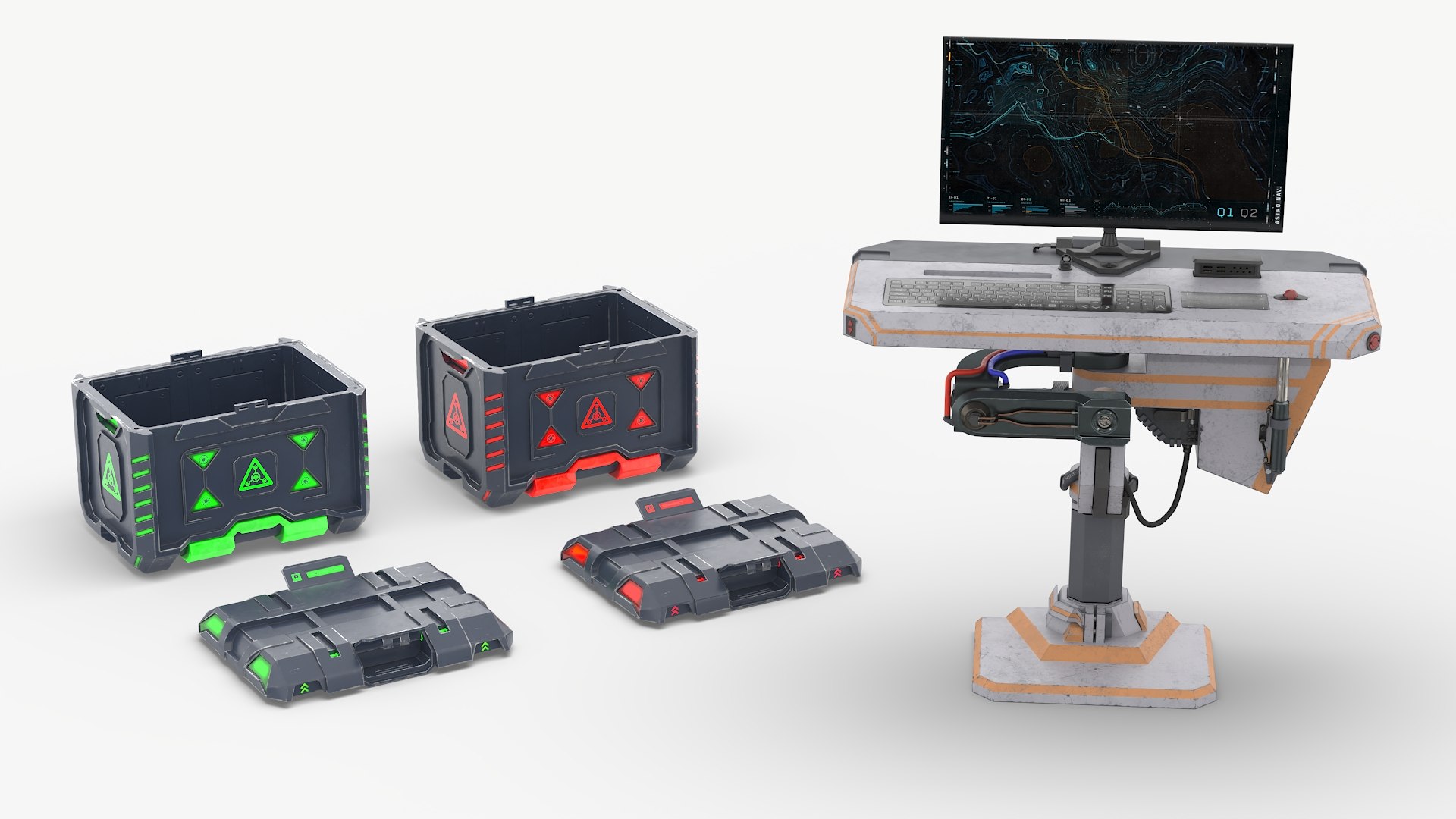 Sci-Fi Command Console And Futuristic Containers 3D Model - TurboSquid ...