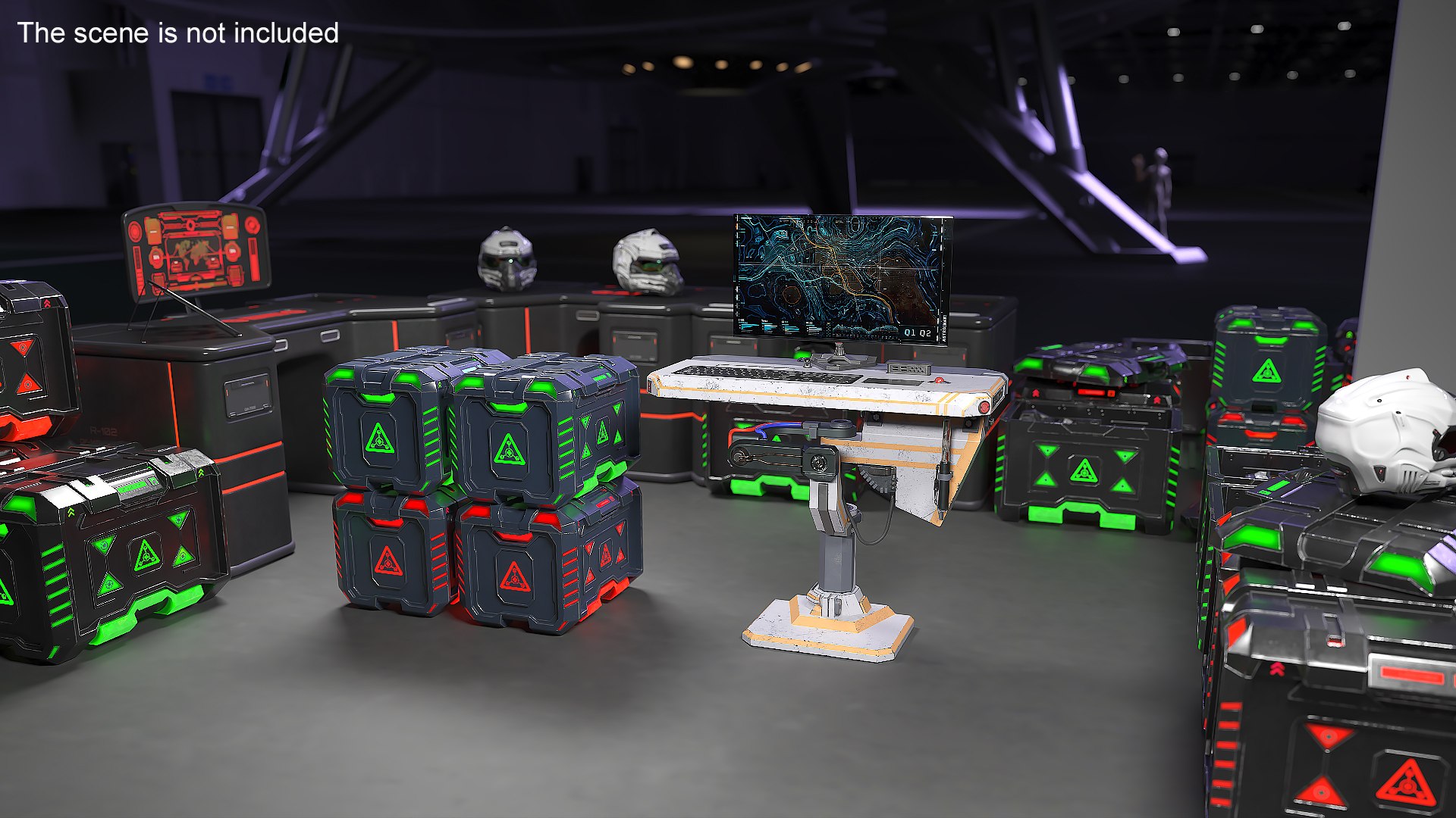 Sci-Fi Command Console And Futuristic Containers 3D Model - TurboSquid ...