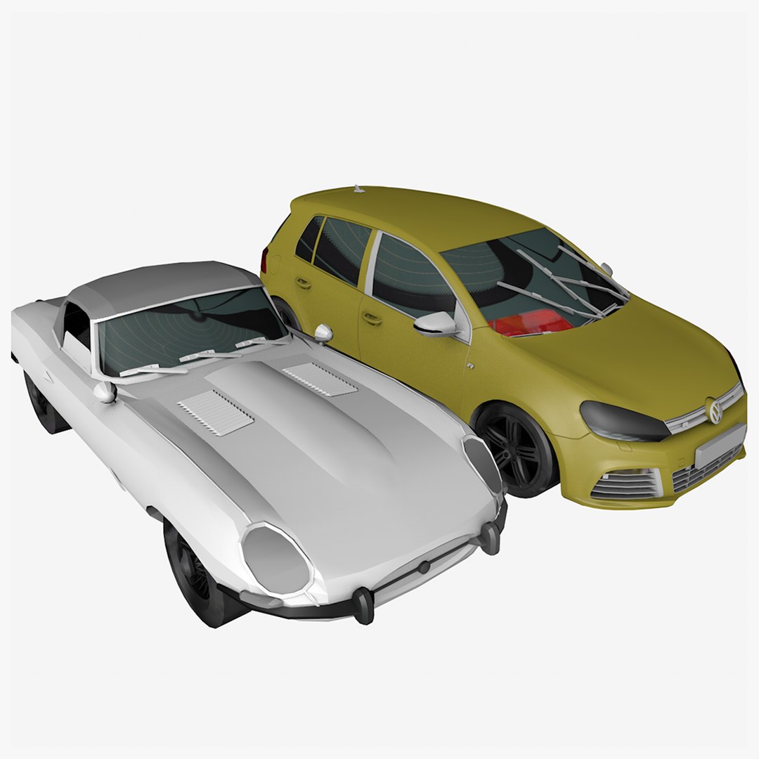3D Cars Collection Yellow And White Model - TurboSquid 2248490