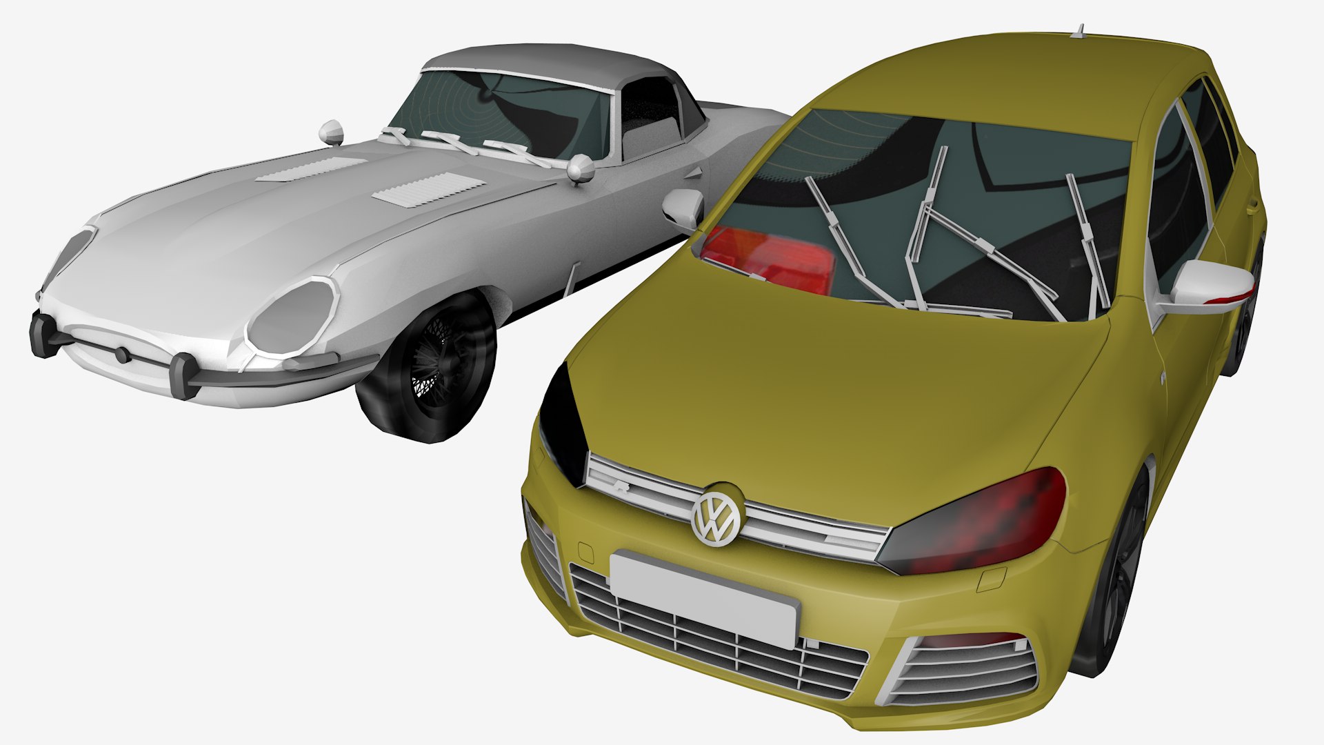 3D Cars Collection Yellow And White Model - TurboSquid 2248490