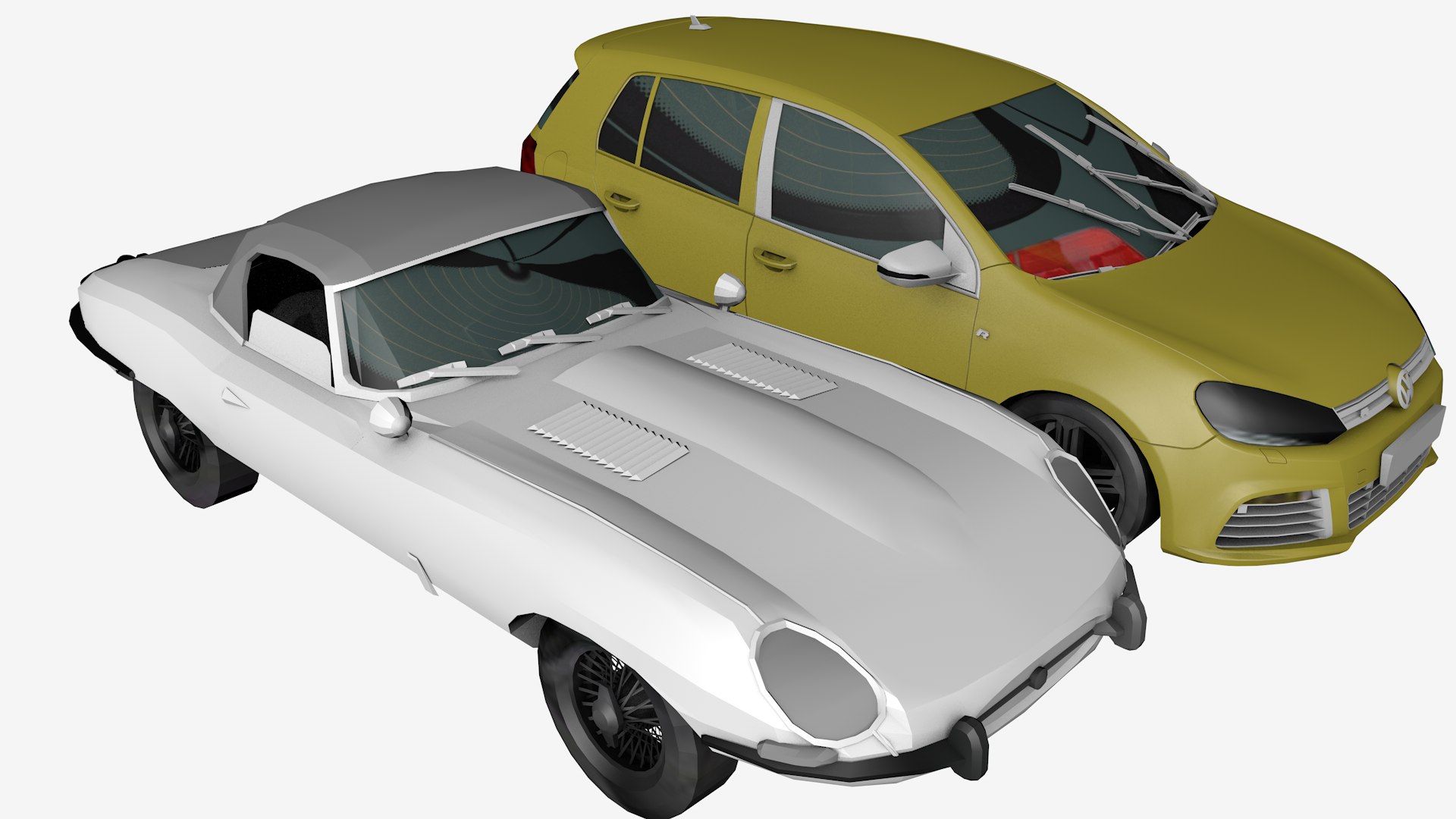 3D Cars Collection Yellow And White Model - TurboSquid 2248490
