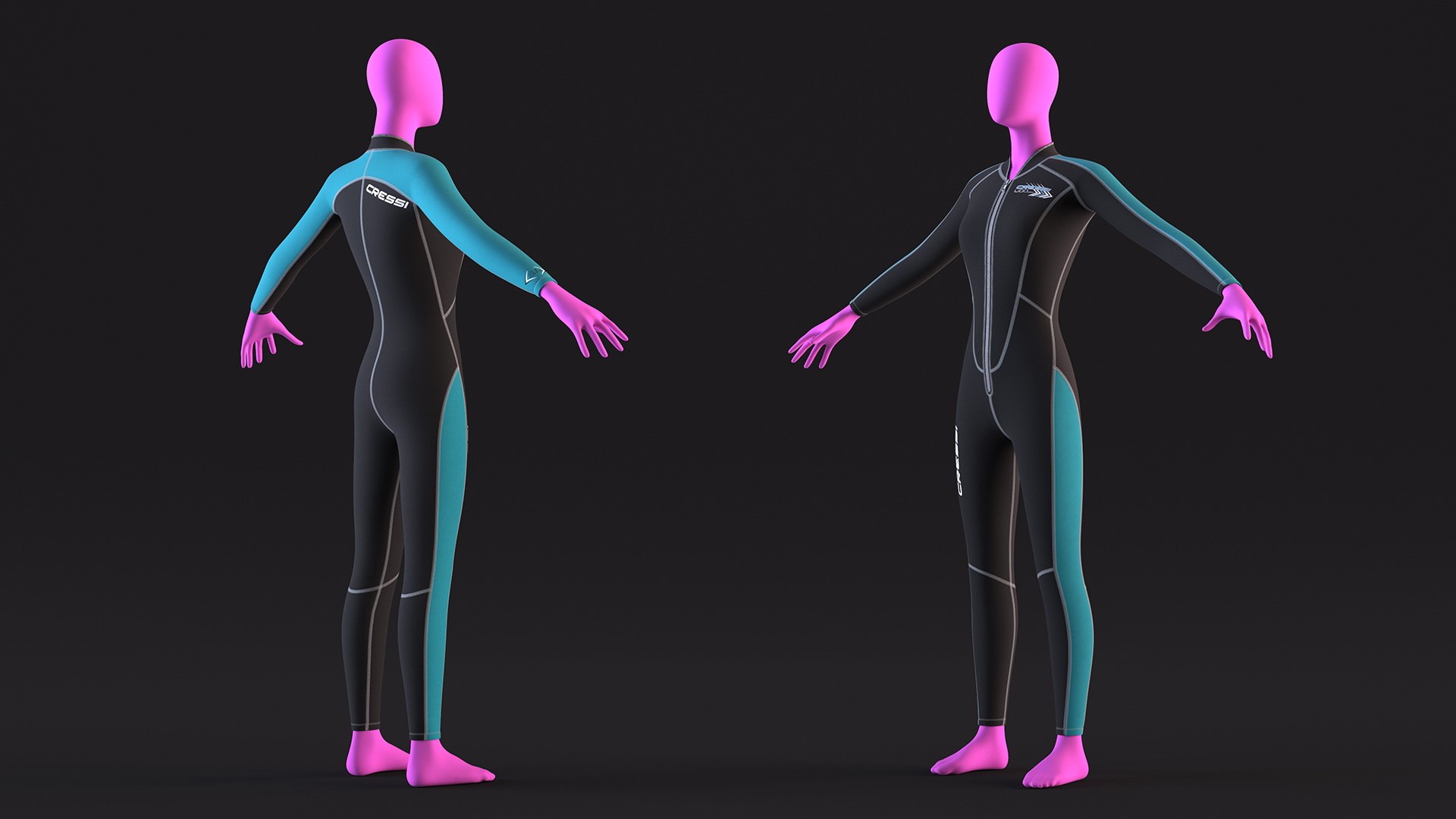 3D Woman Wetsuit Cressi Full Version - TurboSquid 2235607
