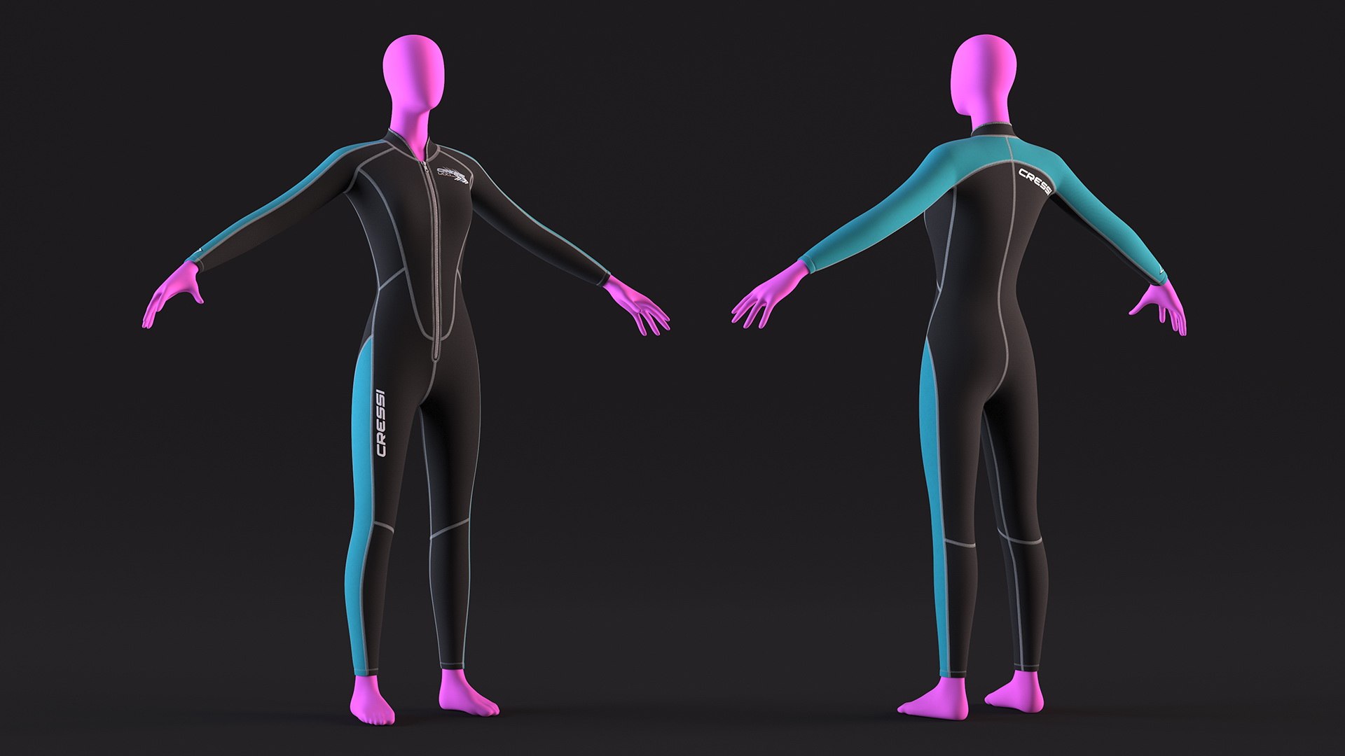 3D Woman Wetsuit Cressi Full Version - TurboSquid 2235607