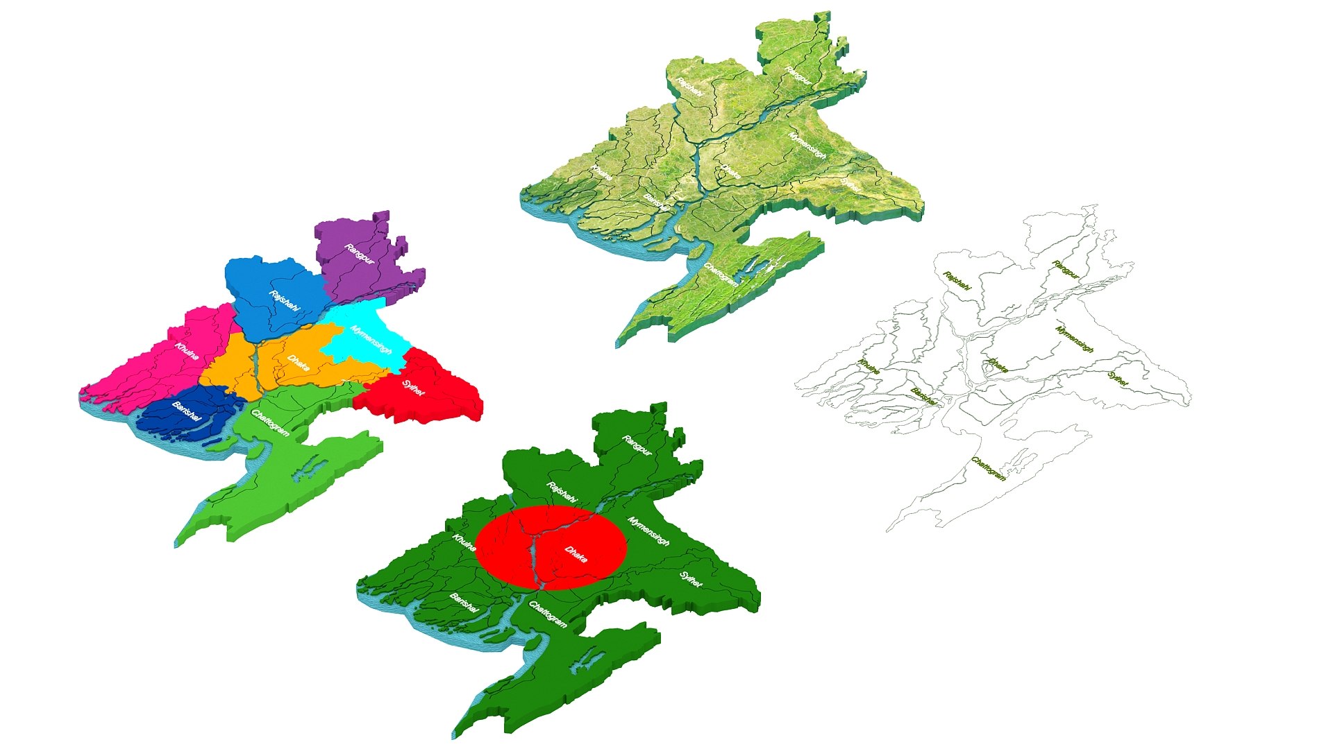 Bangladesh 3d Map 3D - TurboSquid 1919500
