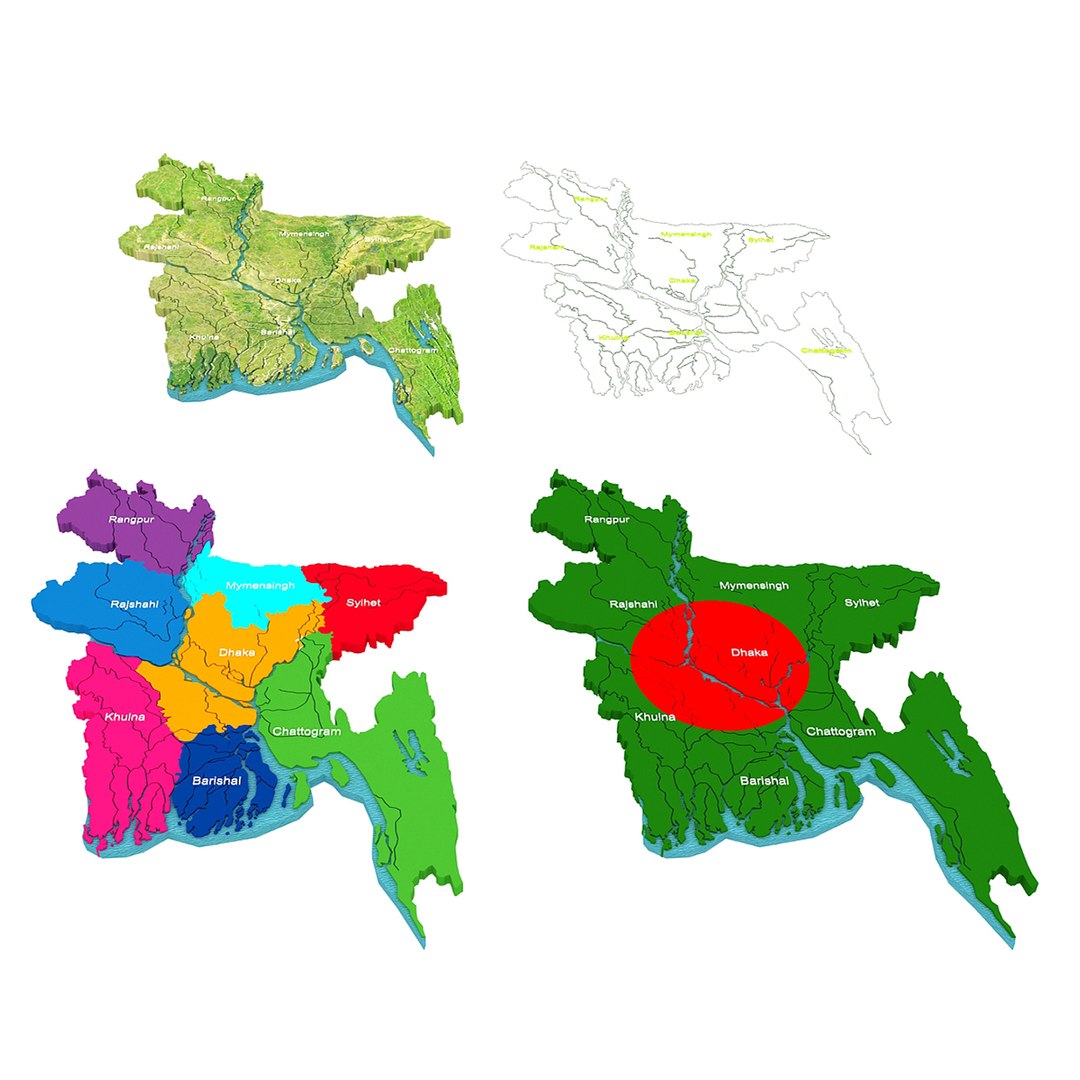Bangladesh 3d Map 3D - TurboSquid 1919500