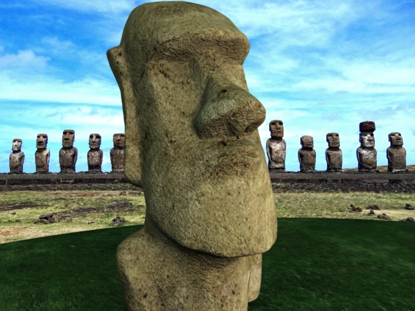 Moai Head Statue 3d Max