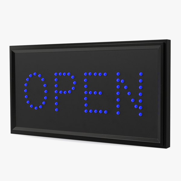3D модель Traditional Rectangle Blue LED Neon Sign Open ON - TurboSquid ...