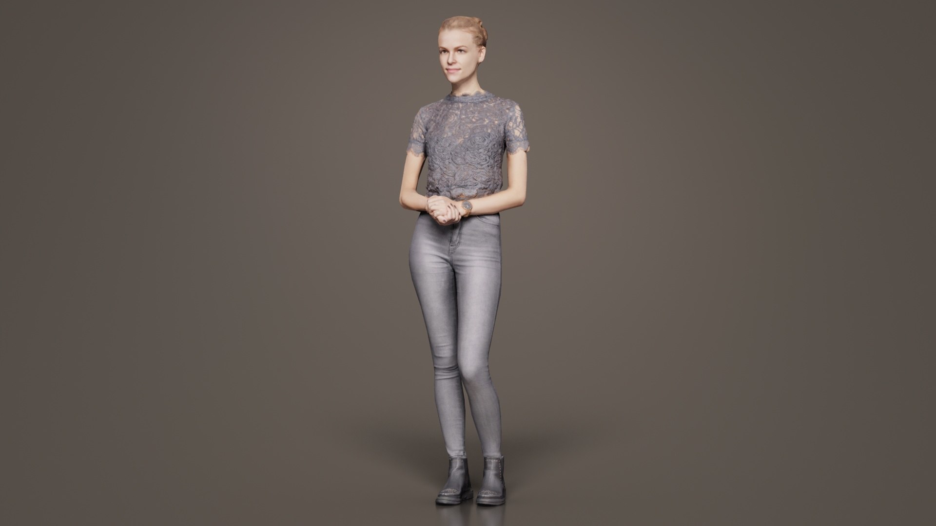 Grey Outfit Woman Casual Pose Remastered Model - TurboSquid 2365202