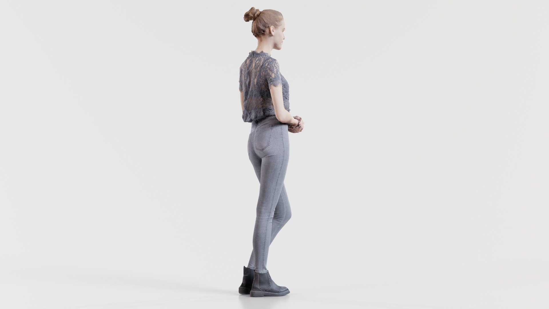 Grey Outfit Woman Casual Pose Remastered Model - TurboSquid 2365202