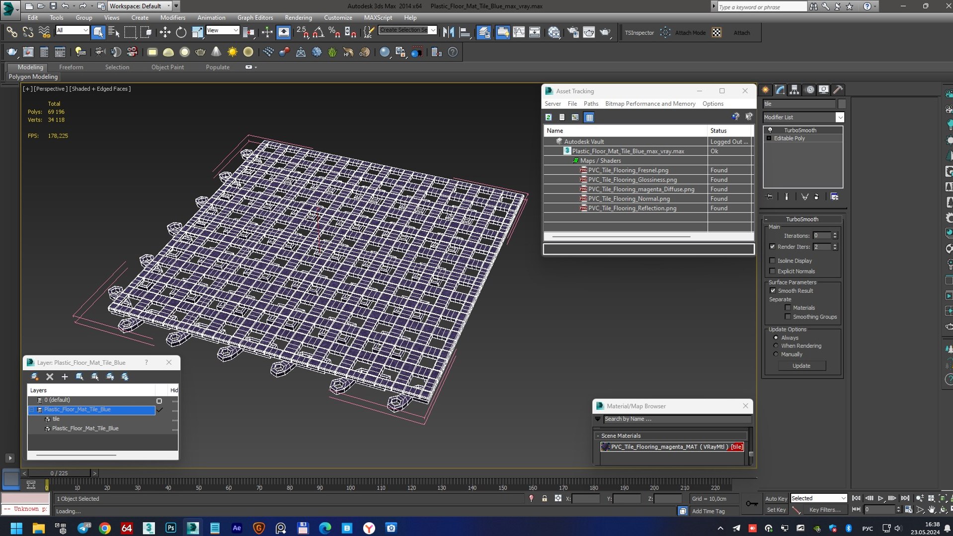Plastic Floor Mat Tile Blue 3D - TurboSquid 2234504
