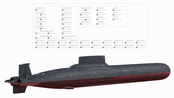 modèle 3D de Sous-marin de missile balistique de classe Akula Project ...
