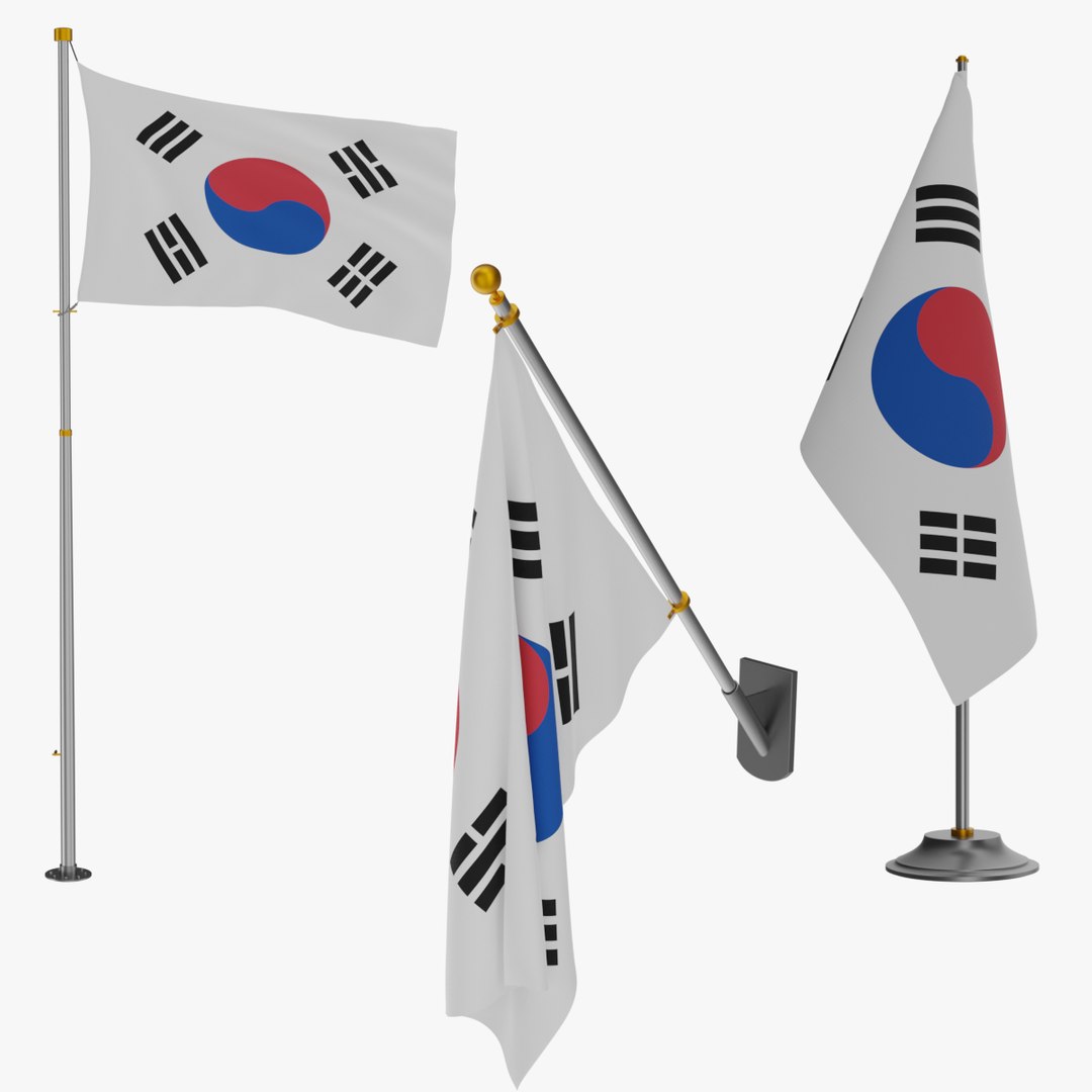 South Korean Flags 3D Model - TurboSquid 2206218