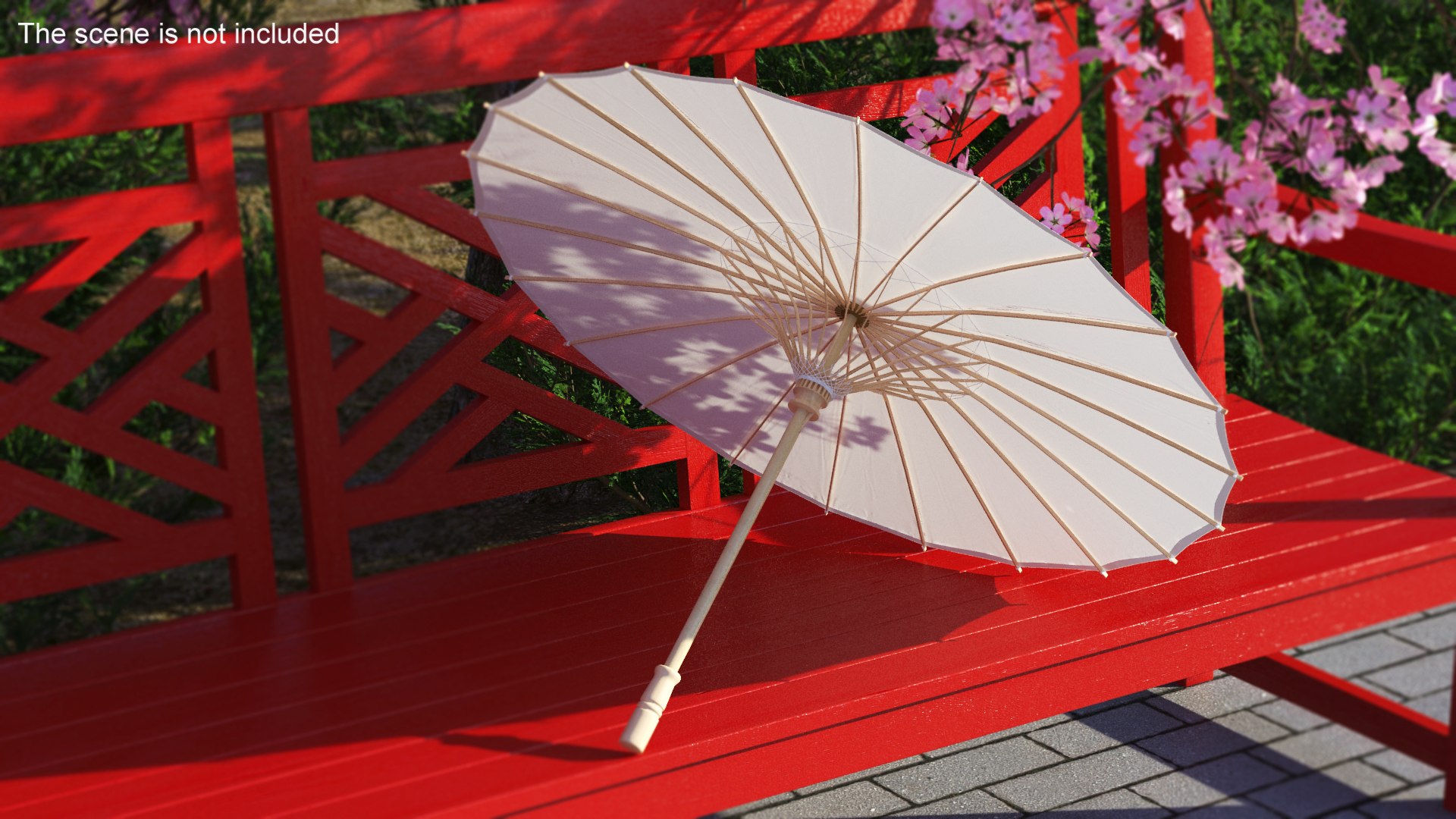 3D Chinese Parasol Open White - TurboSquid 1993619