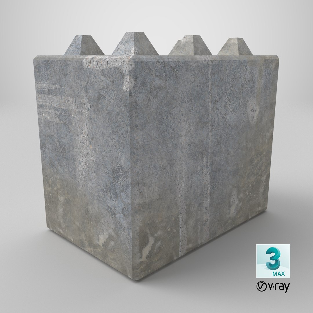 3D Modular Concrete Barrier Block 3x2 Model - TurboSquid 2265680