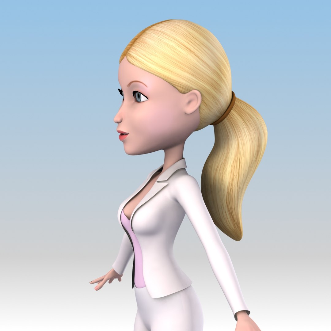 3d blond business woman cartoon model
