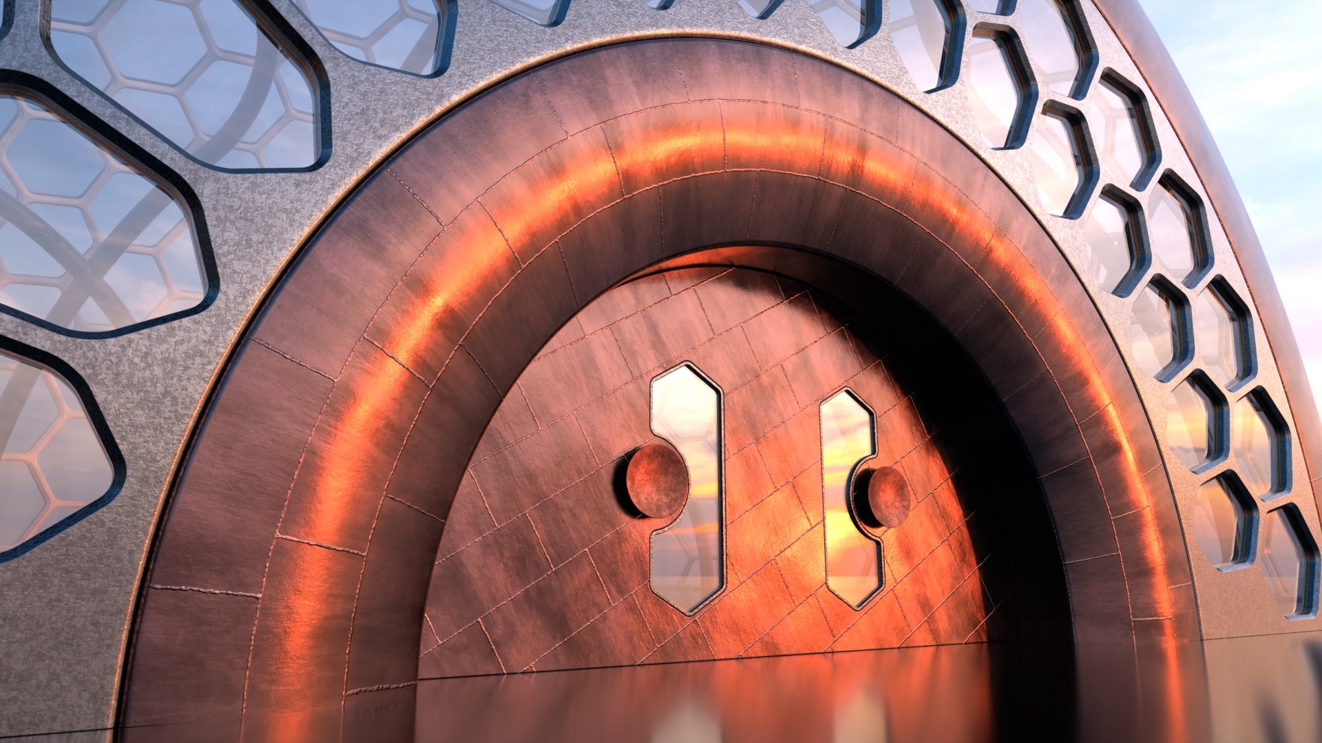 Sci-Fi Small Big Glass Hexagon Domes With Doors 3D Model - TurboSquid ...