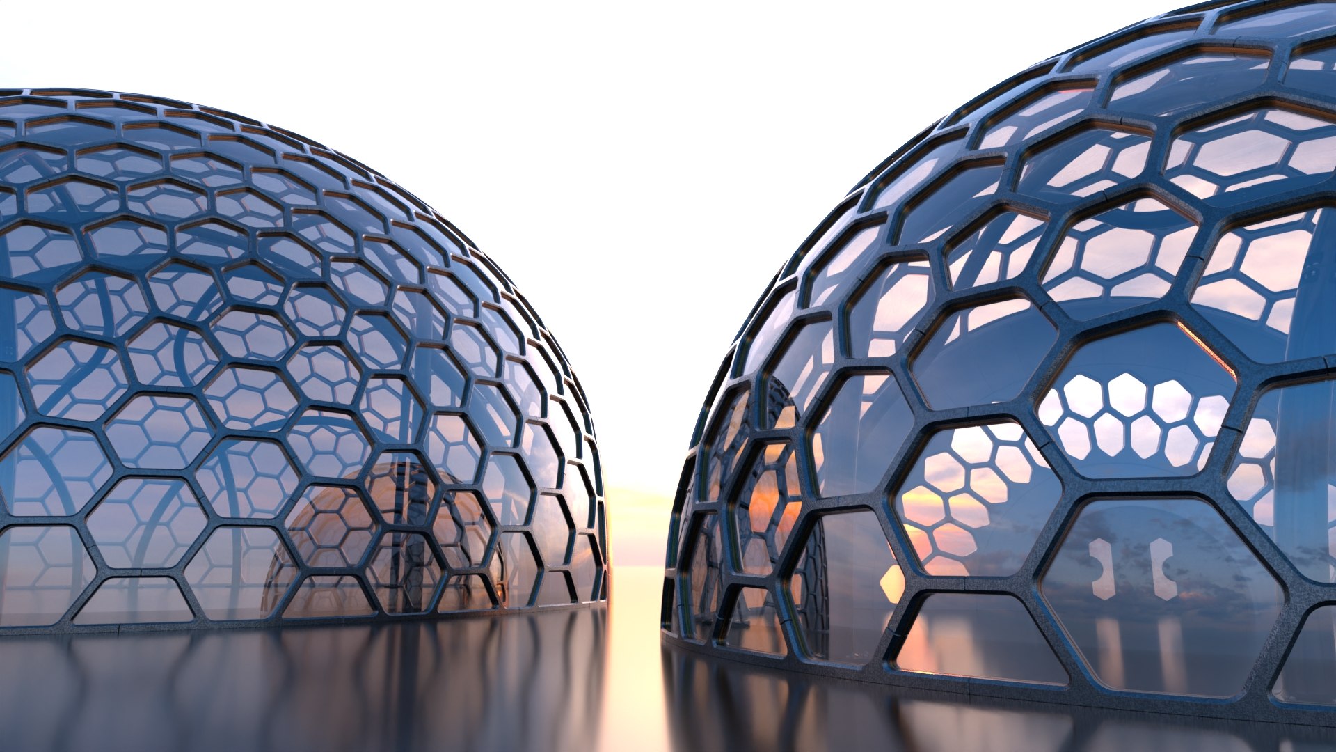 Sci-Fi Small Big Glass Hexagon Domes With Doors 3D Model - TurboSquid ...