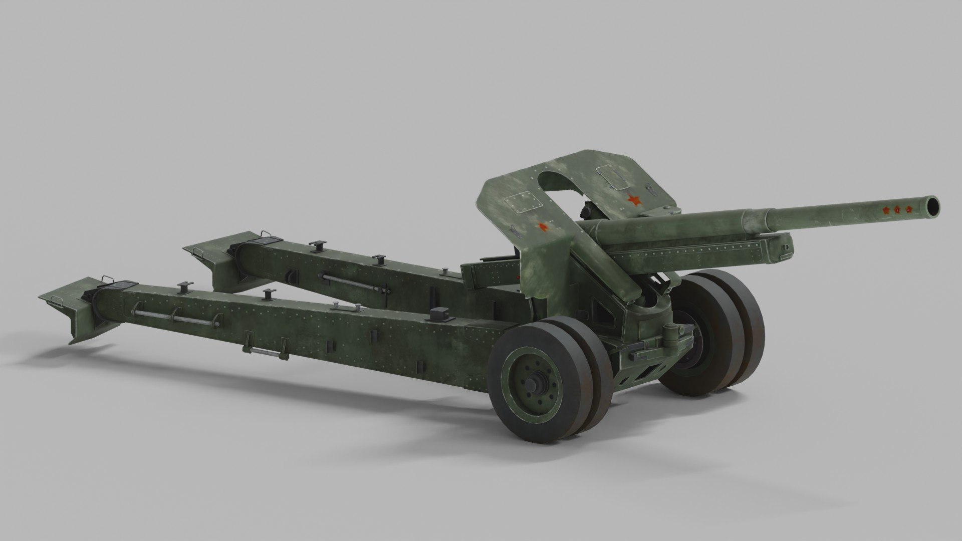 modelo 3d Howitzer 152mm M-10 Low Poly - TurboSquid 2069361