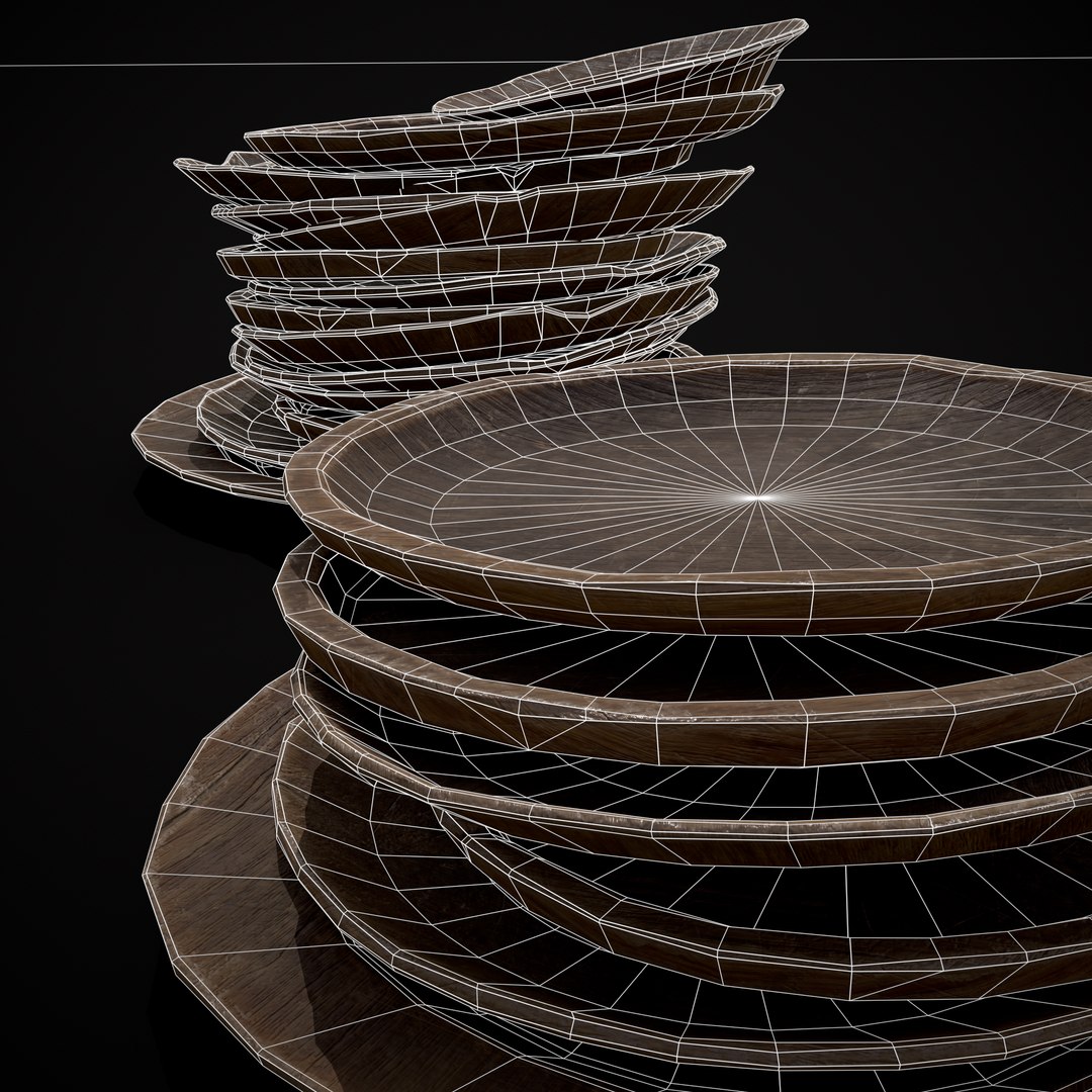3D Rustic Wooden Plate Stacks - TurboSquid 2386515
