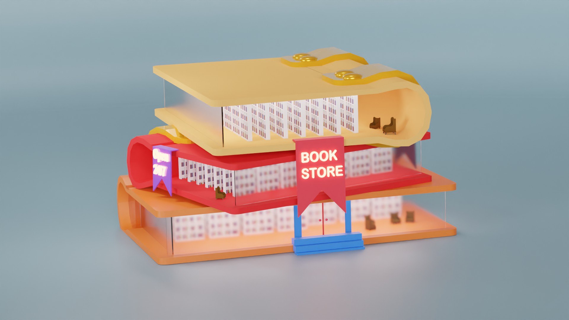 Miniature Library 3D Blender Model 3D Model - TurboSquid 2057689