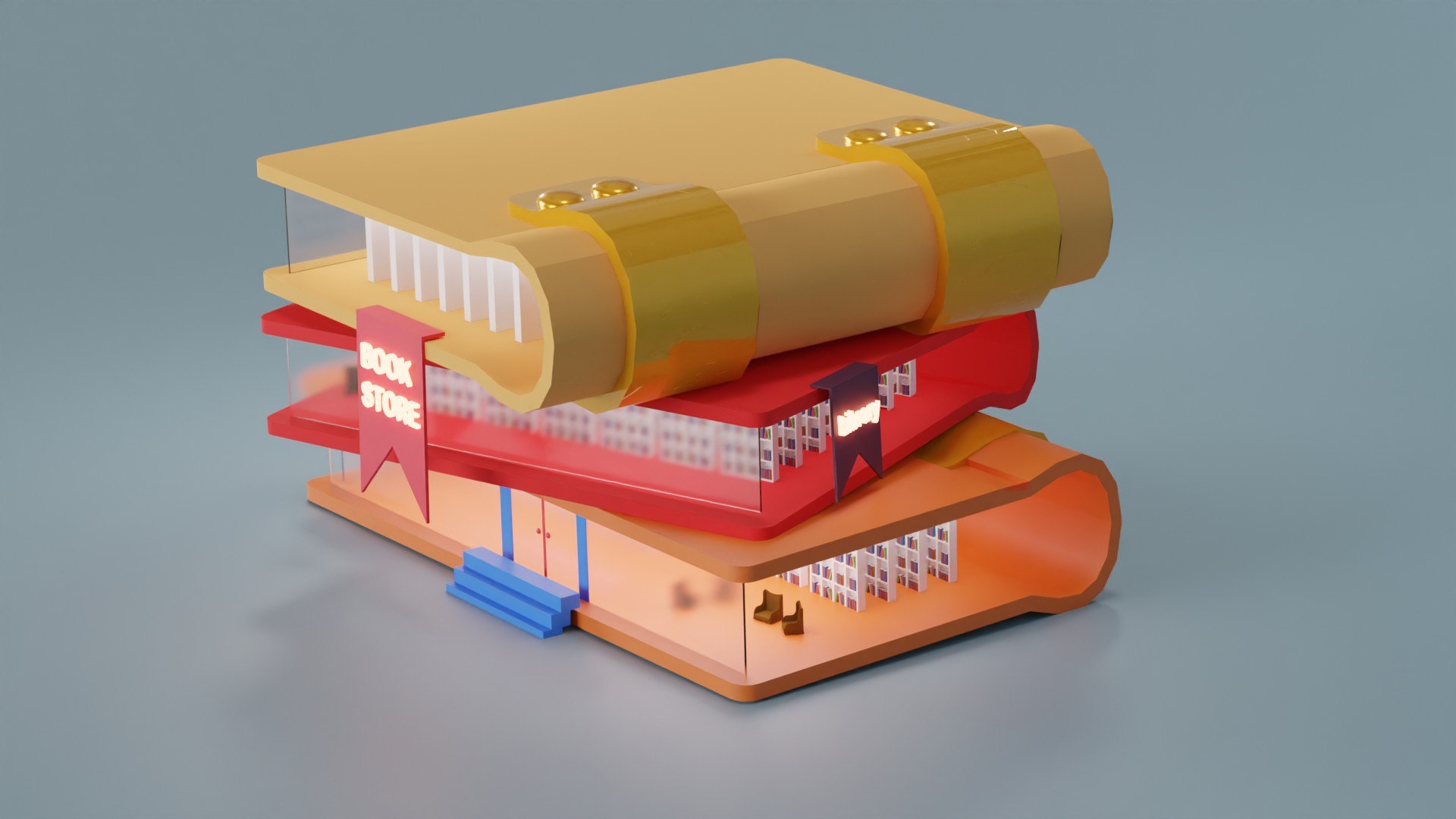 Miniature Library 3D Blender Model 3D Model - TurboSquid 2057689