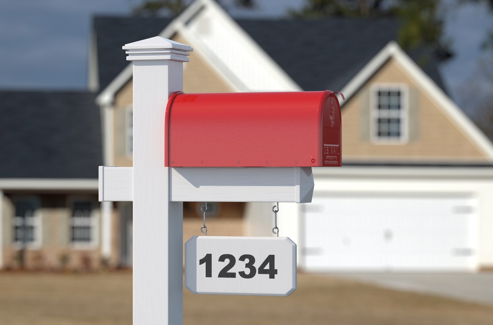3D Classic Mailbox Wooden Stand Model - TurboSquid 1339401