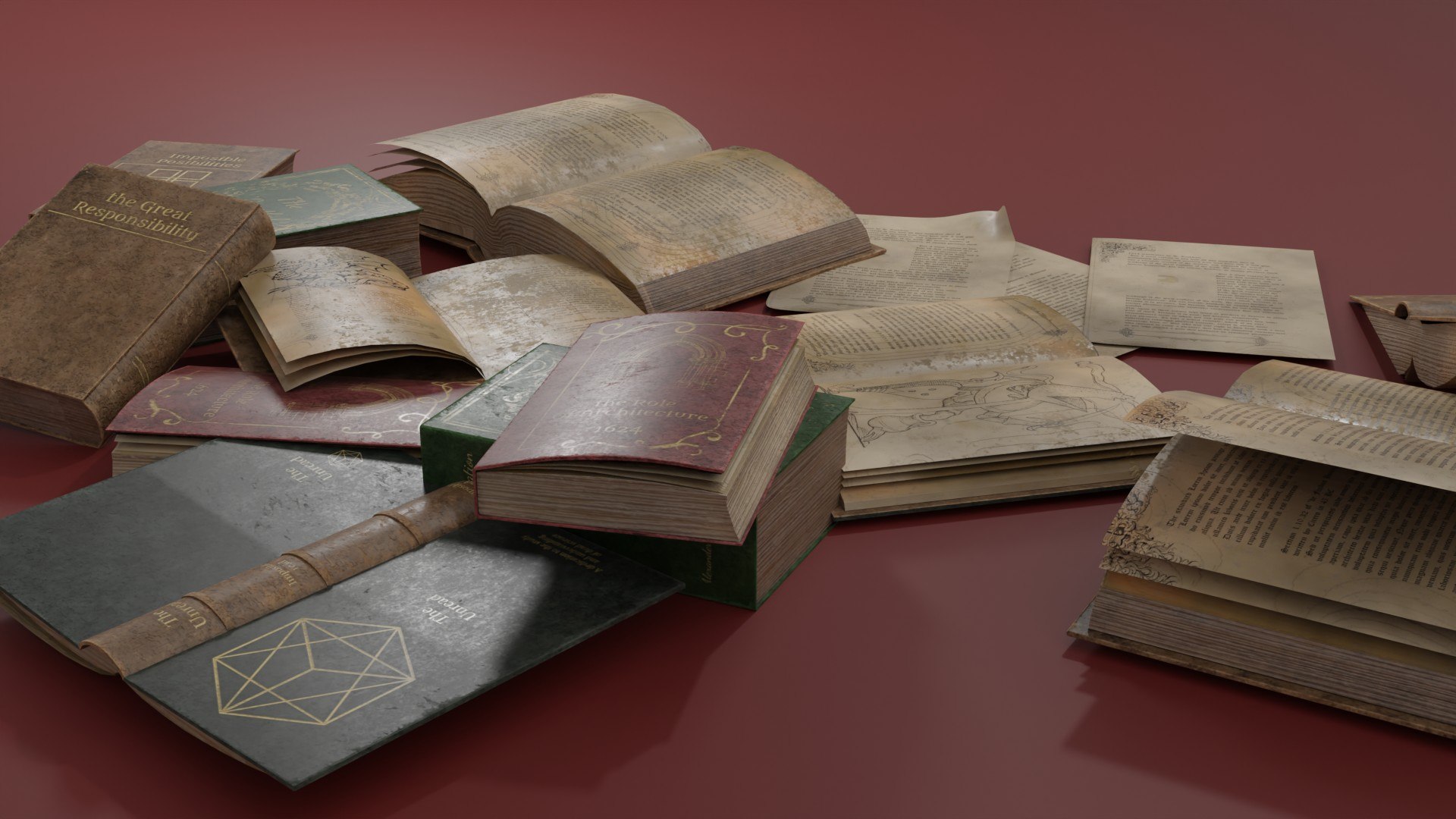 3D Old medieval Books - PBR Game Ready model - TurboSquid 2065521