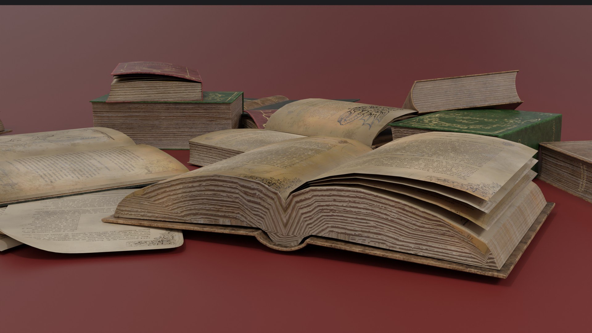 3D Old medieval Books - PBR Game Ready model - TurboSquid 2065521