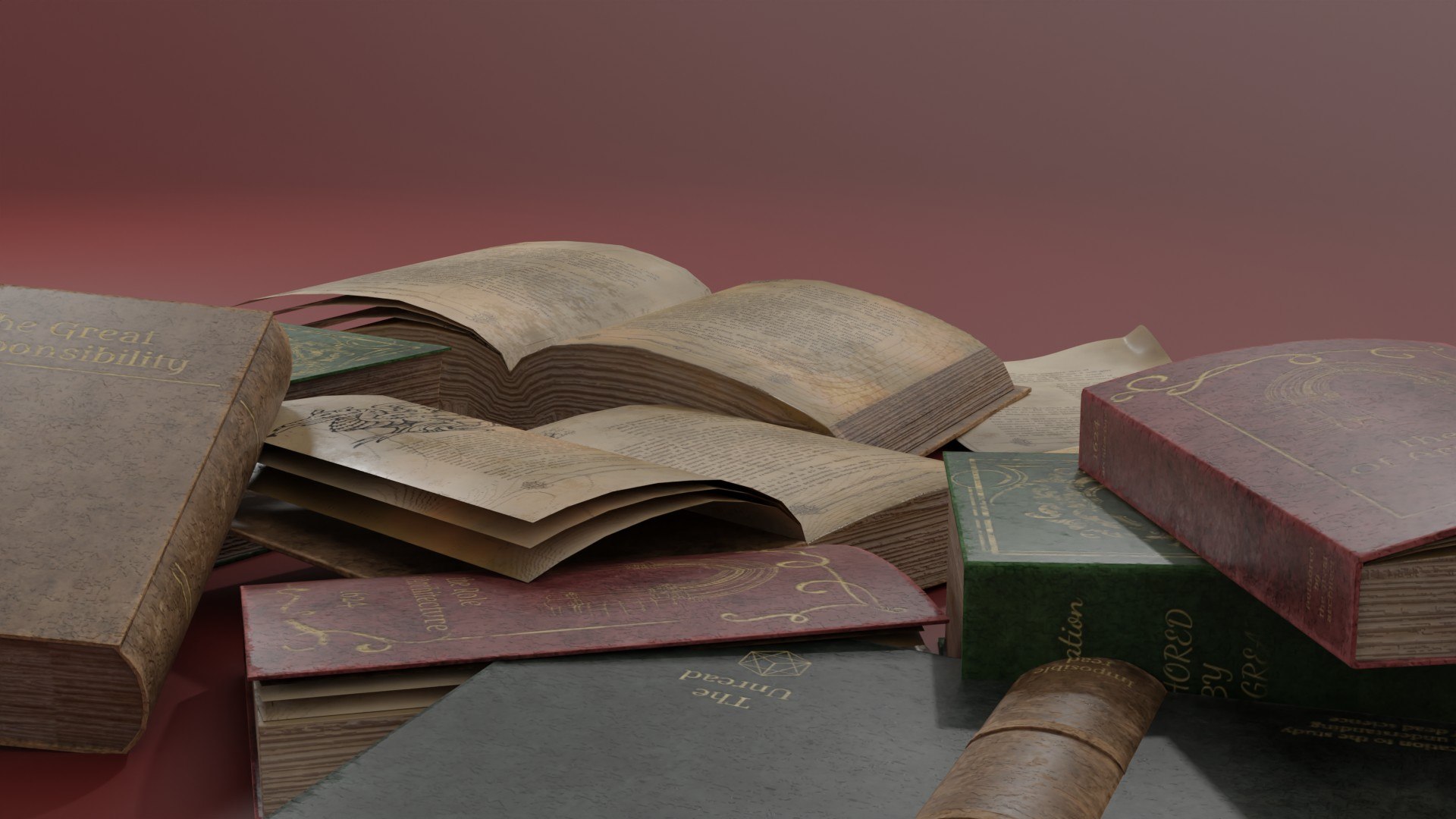 3D Old medieval Books - PBR Game Ready model - TurboSquid 2065521