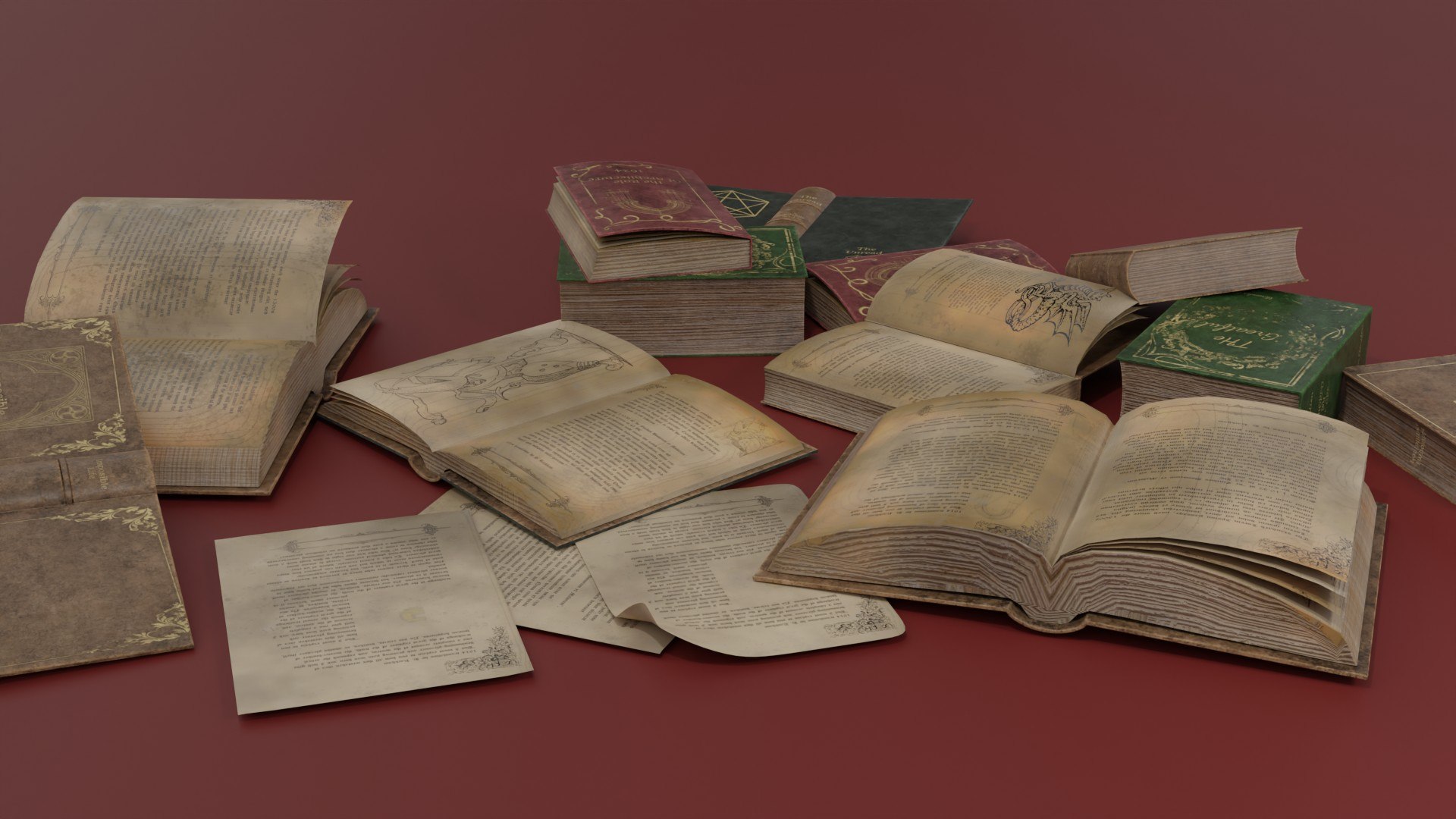 3D Old medieval Books - PBR Game Ready model - TurboSquid 2065521