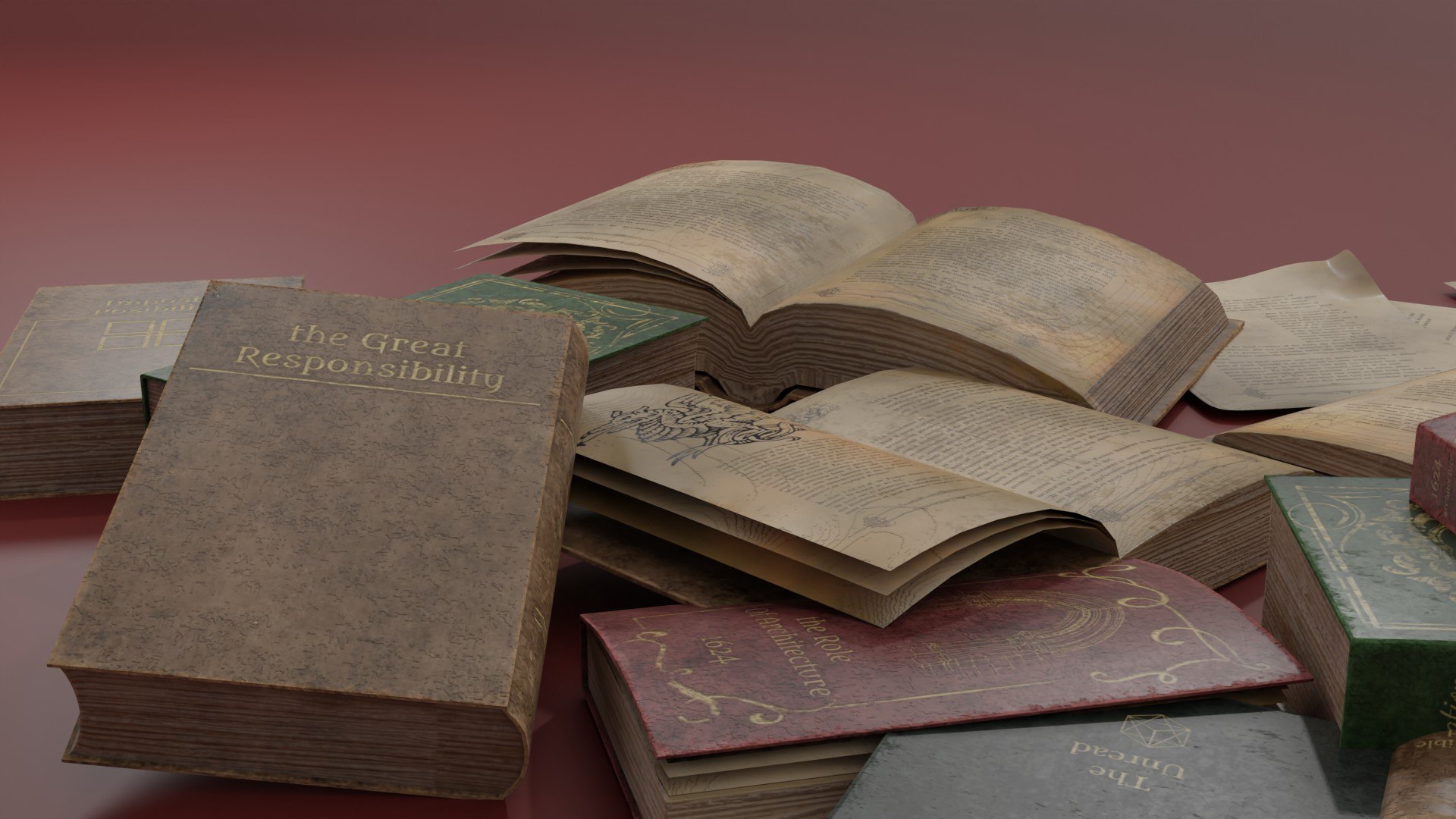 3D Old medieval Books - PBR Game Ready model - TurboSquid 2065521