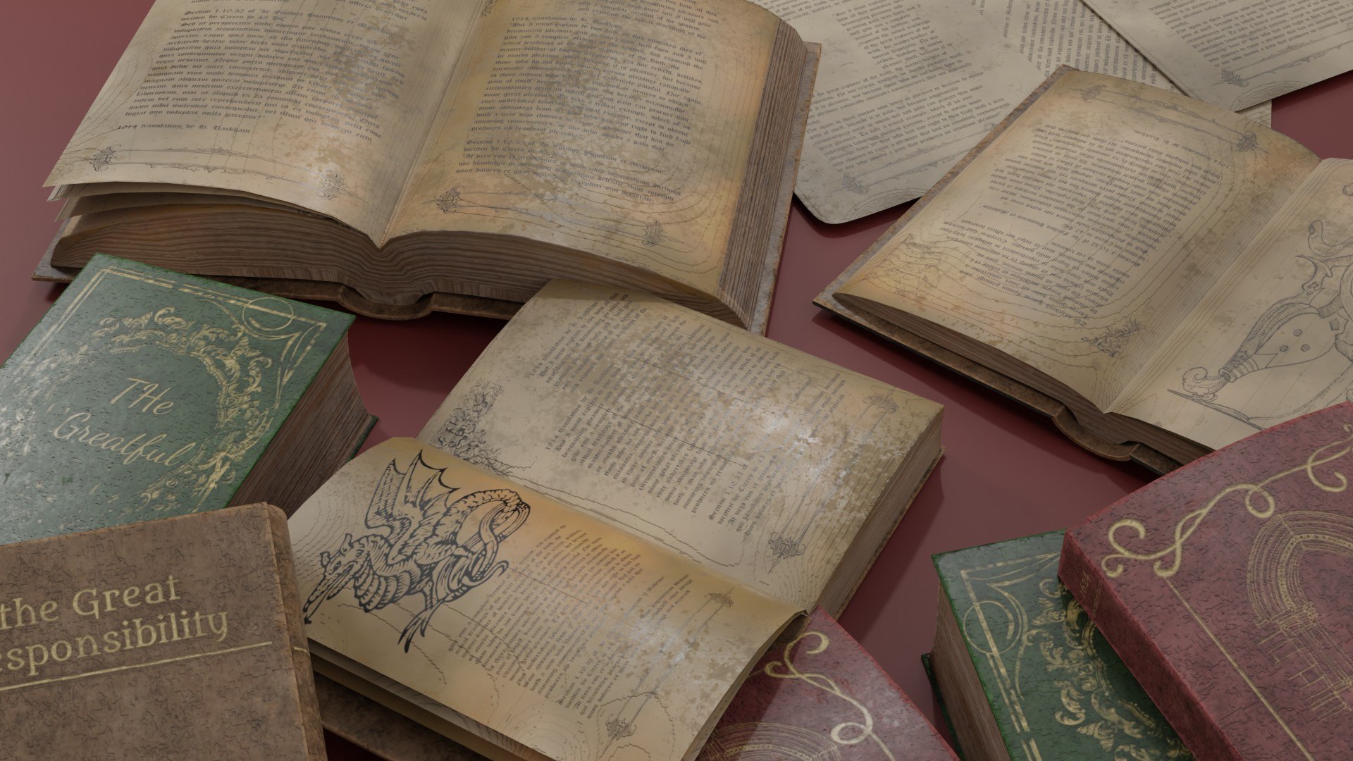 3D Old medieval Books - PBR Game Ready model - TurboSquid 2065521