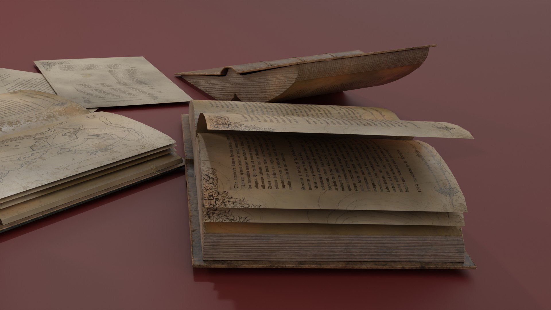 3D Old medieval Books - PBR Game Ready model - TurboSquid 2065521